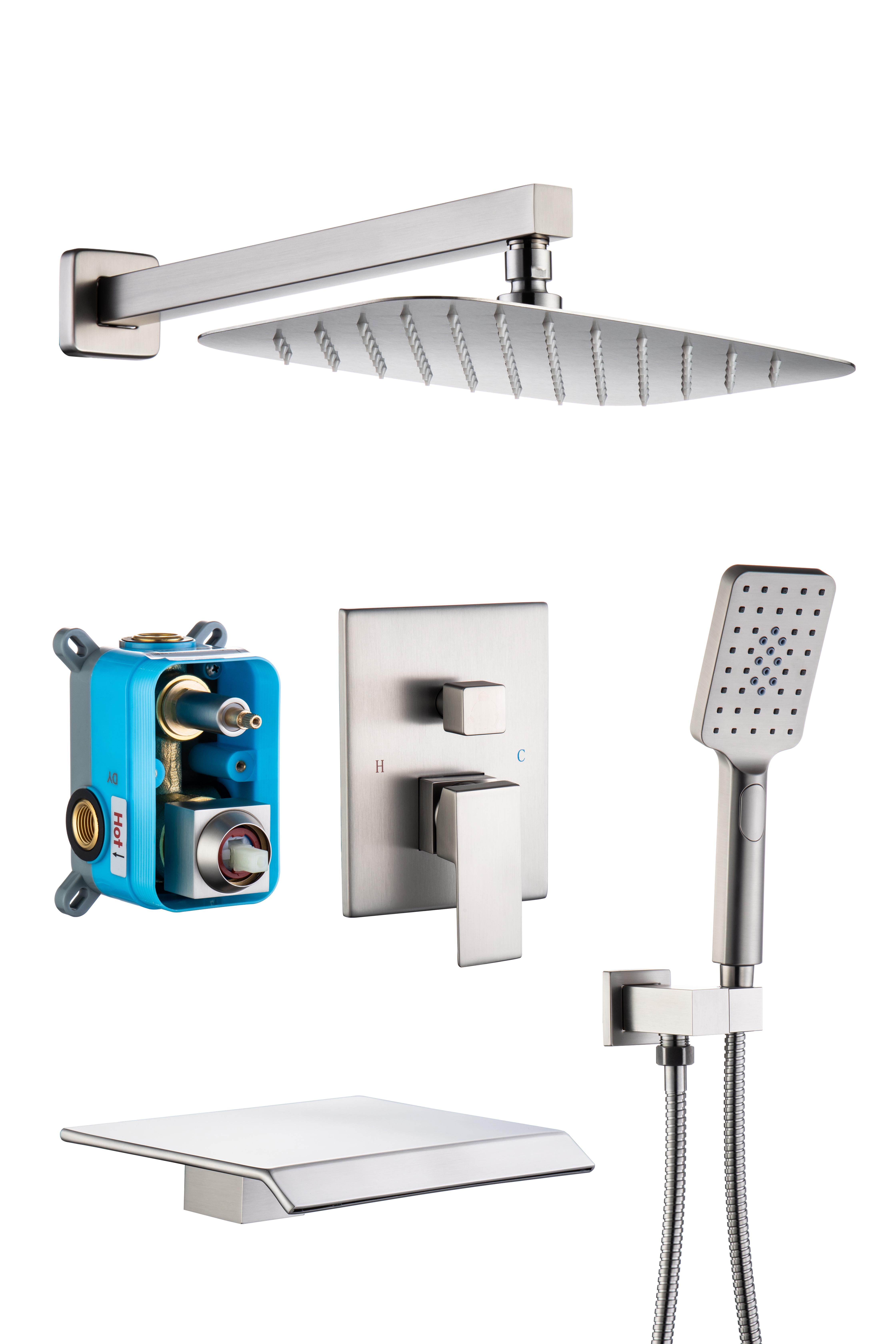 CCCCCAOLI 3-Function Shower Faucet Set with Waterfall Tub Spout, Wall ...