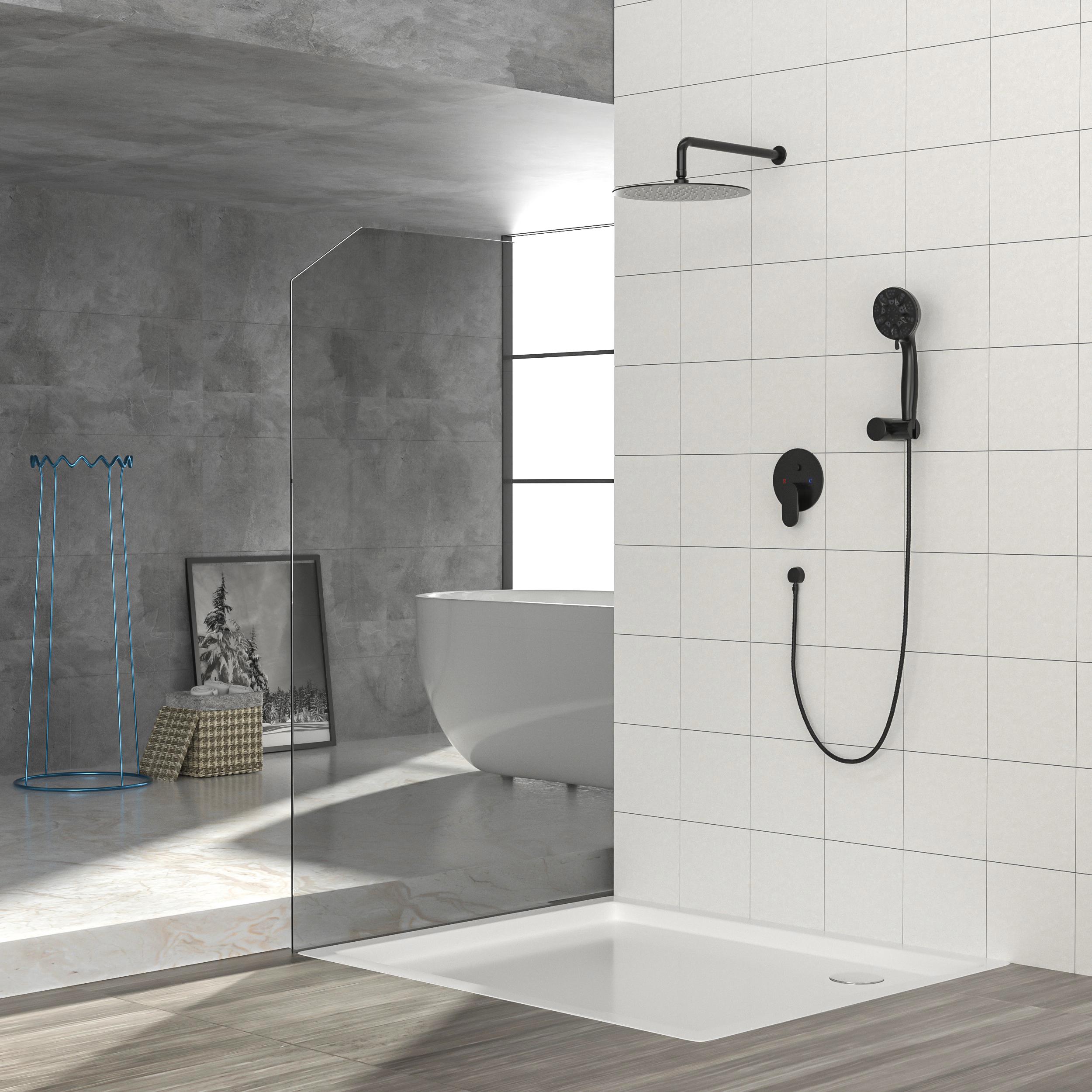 CCCCCAOLI Dual Shower Head Systems, Matte Black, Wall Mounted, 10" Rain ...