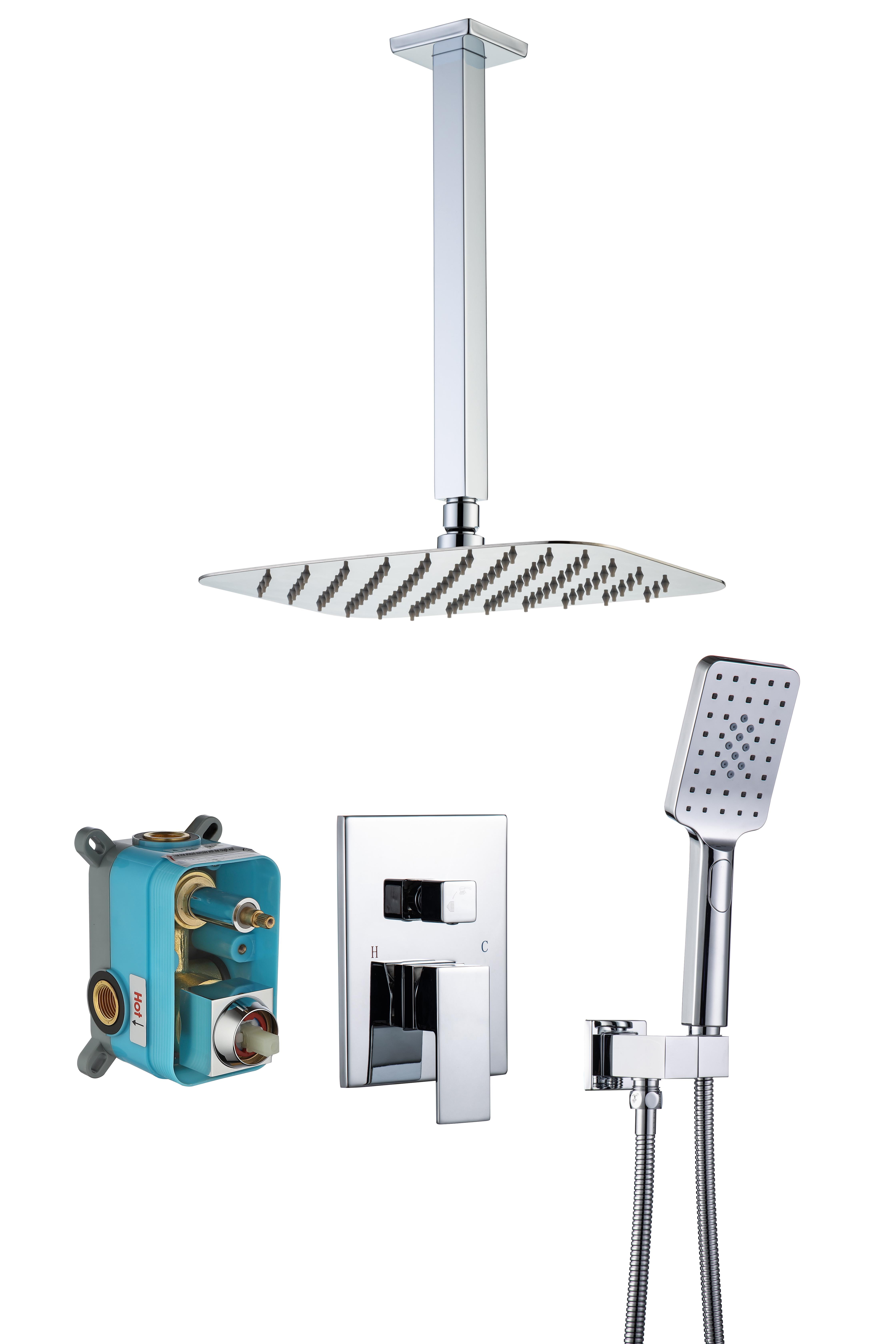 CCCCCAOLI Rainfall Shower Faucet Set with Waterfall Tub Spout - 3 ...