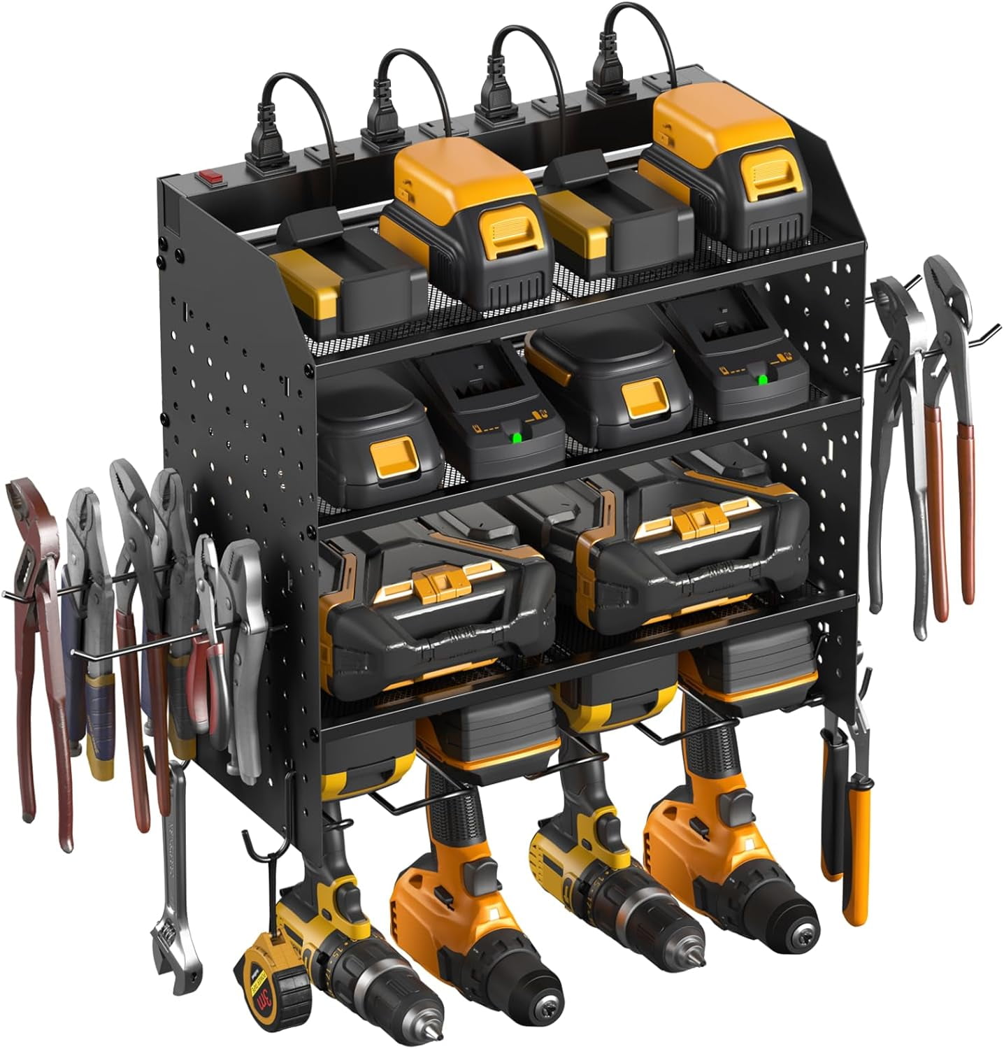 CCCEI Modular Power Tool Organizer with Charging Station. 4 Layer Wall ...
