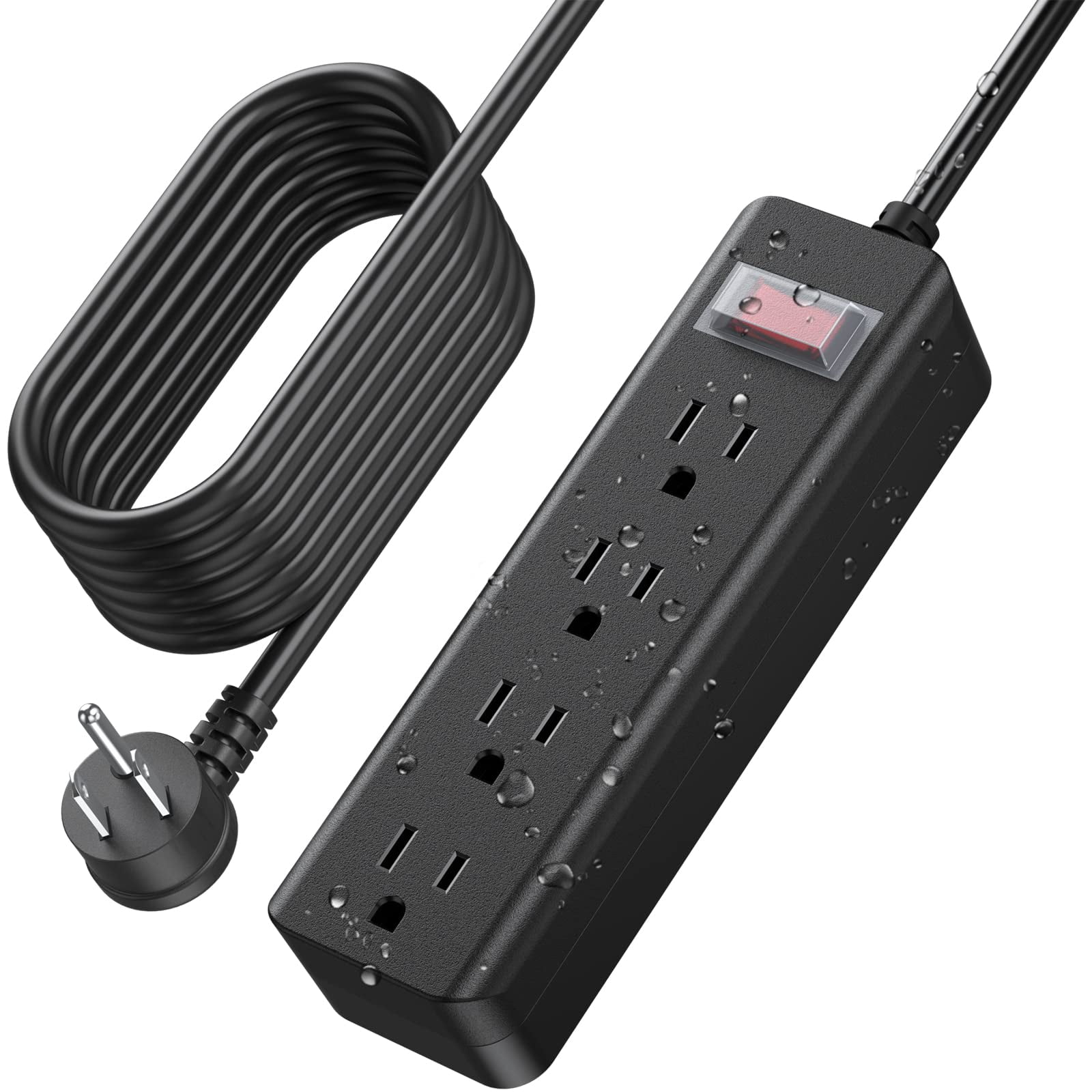 CCCEI Outdoor Waterproof 25 FT Flat Plug Extension Cord Power Strip ...