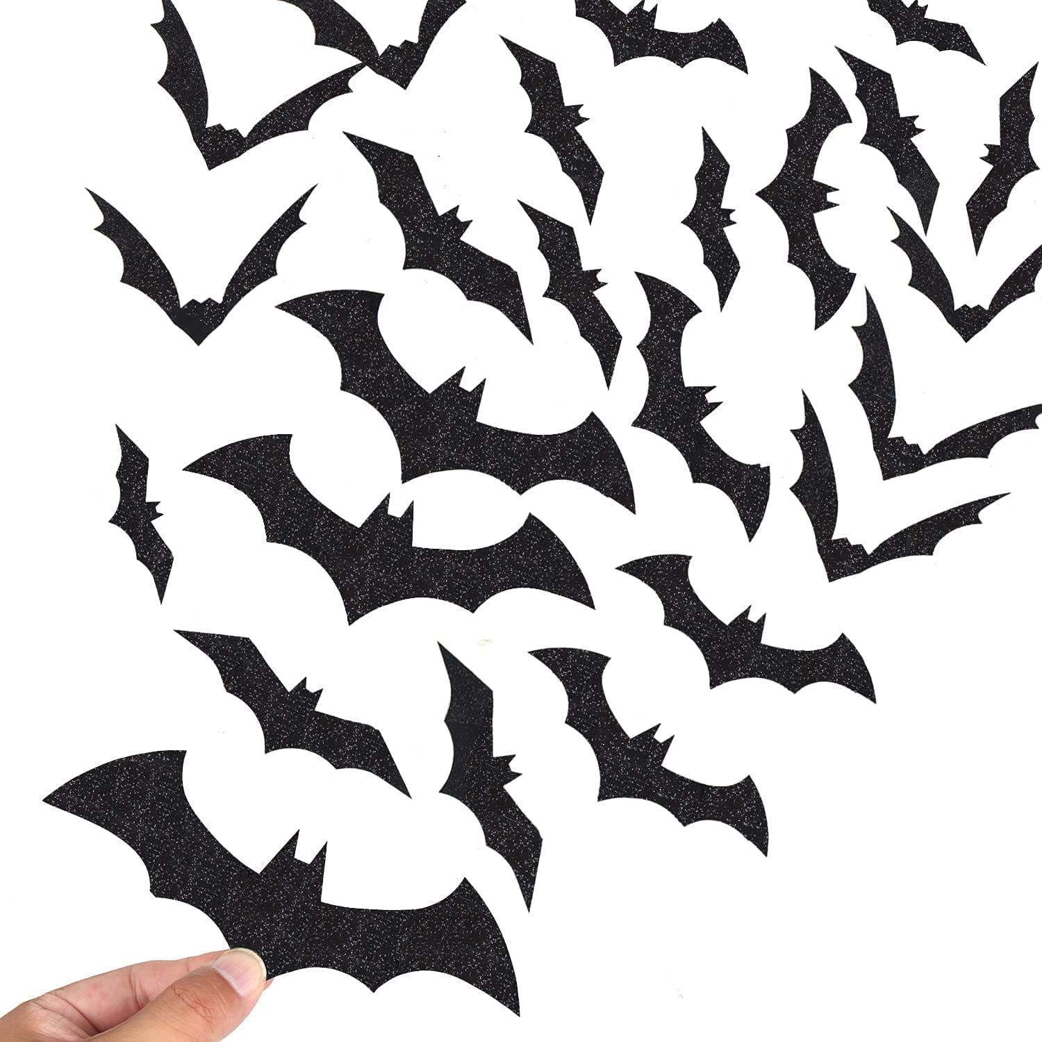 CCINEE 144pcs Bat Decals, Assorted Sizes, Black Glittery Stickers for ...