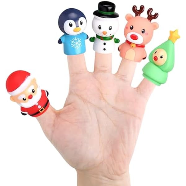CCINEE 5 Pieces Christmas Finger Puppets Toys for Kids Elk Santa Claus ...