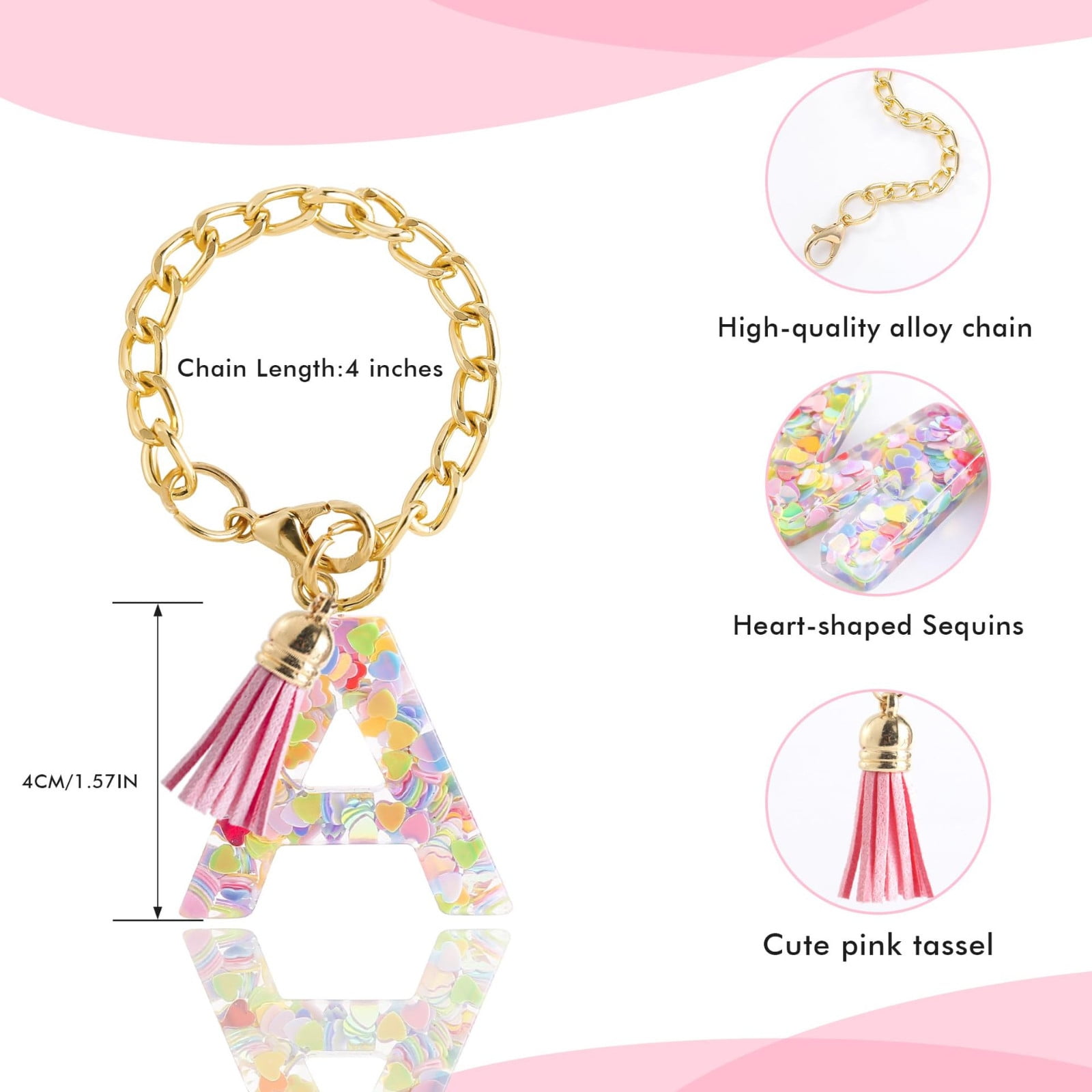 CCINPPY Letter Accessories For Cup 1 PCS Cute Initial Keychain Handle ...