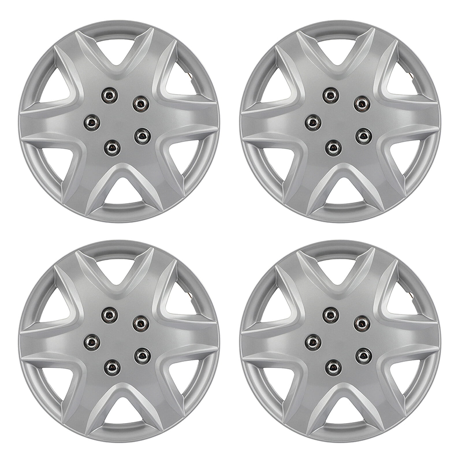 CCIYU 13" 4-Pack Full Hub Cap PP Silver 13" Rim HubCap Wheel Skin Cover ...