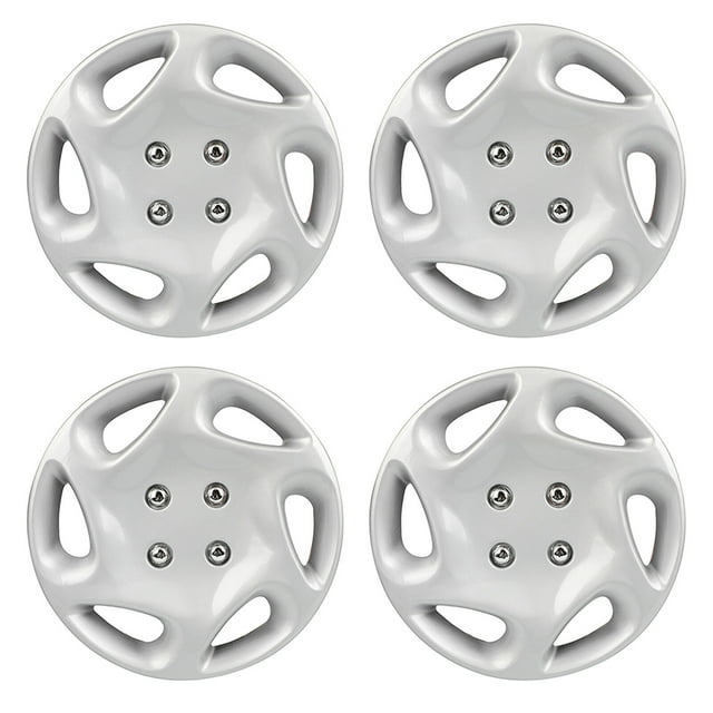 CCIYU 13" Rim HubCap Wheel Skin Cover Caps Full Hub Cap PP Silver ...