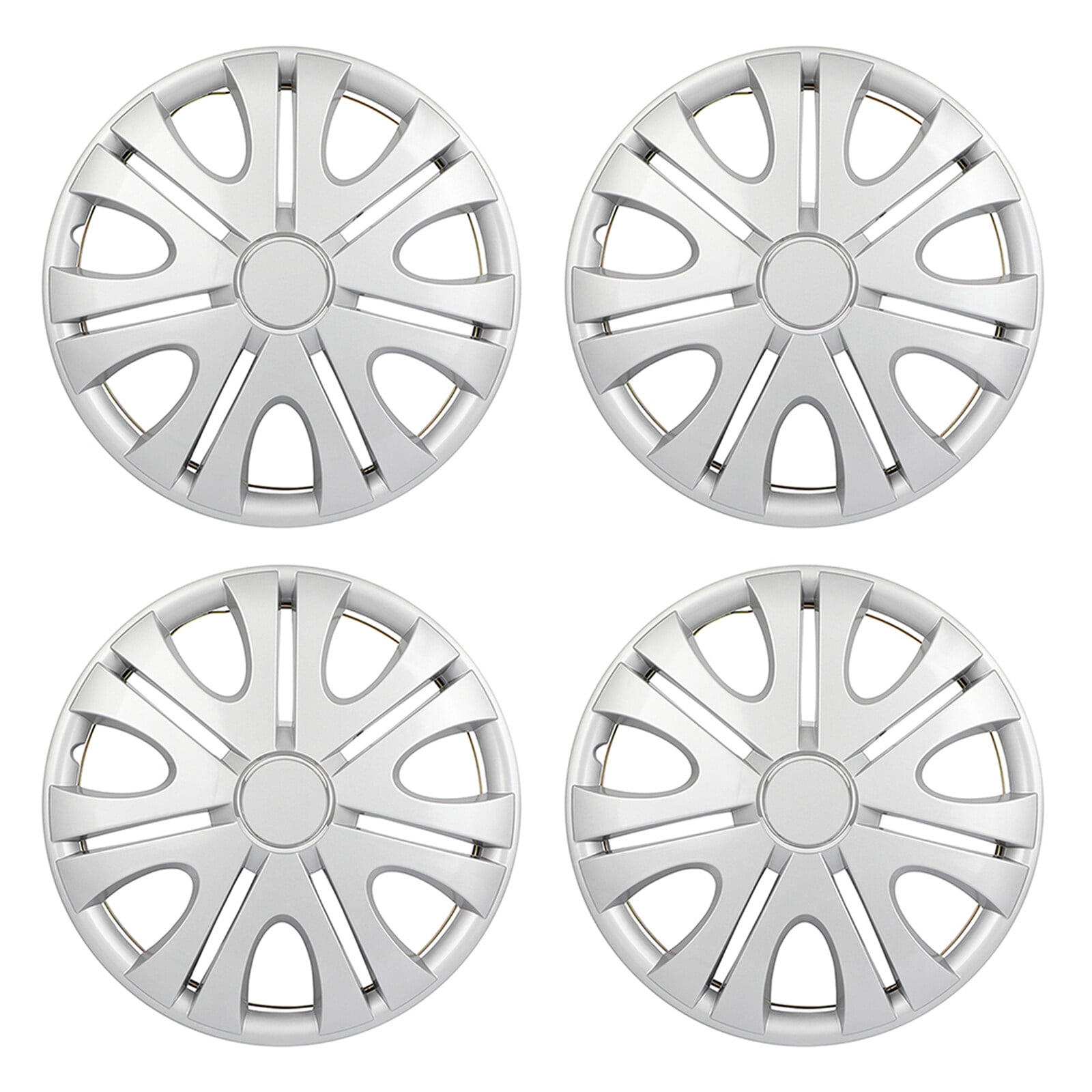 CCIYU 15" 4-Pack Full Hub Cap PP Silver Universal Rim HubCap Wheel Skin ...