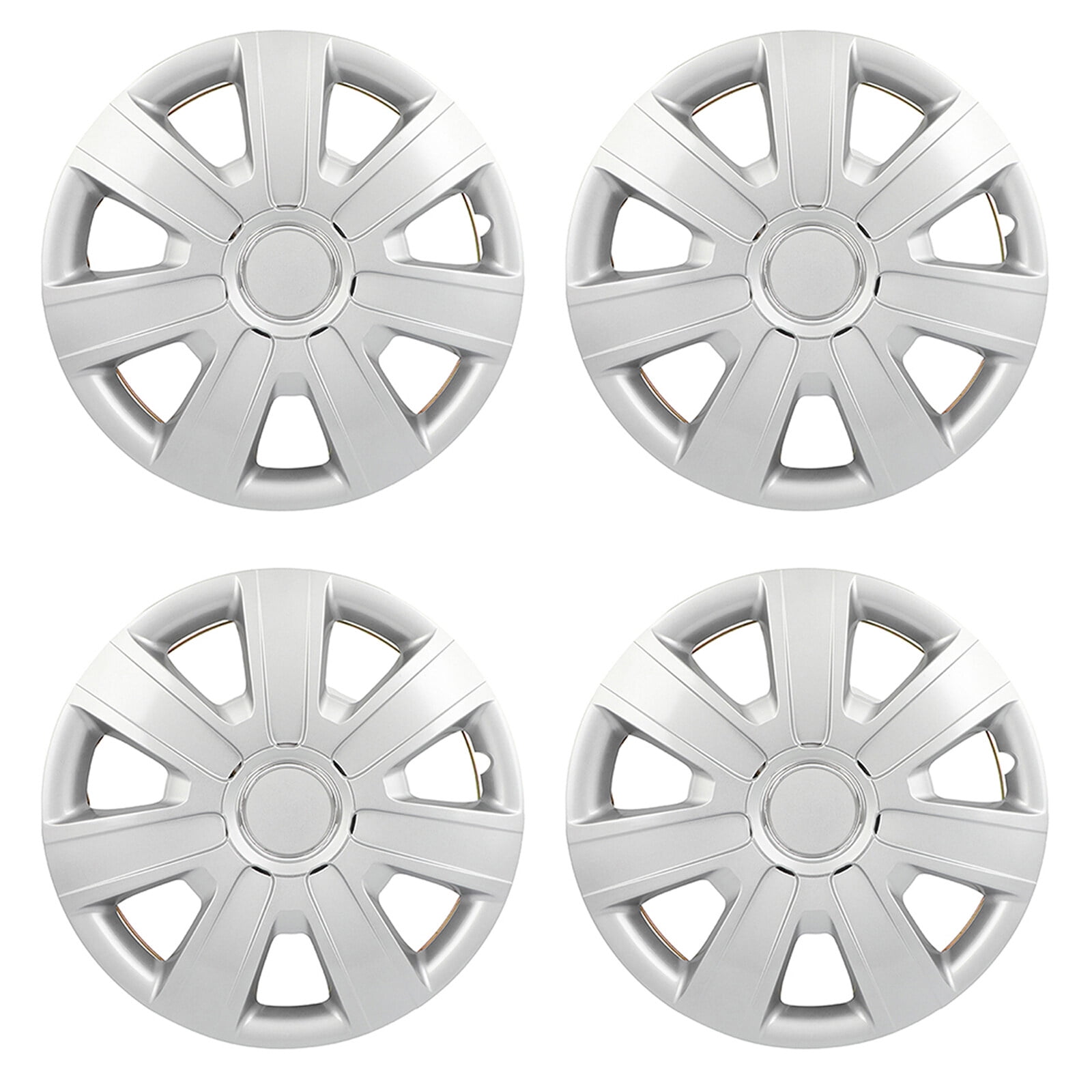 CCIYU 4-Pack 14" Full Hub Cap PP Silver Rim HubCap Wheel Skin Cover ...