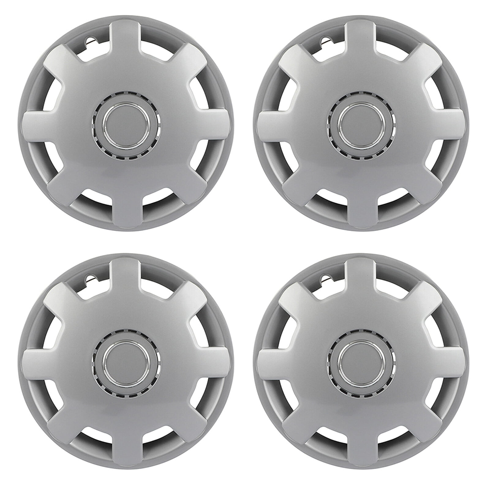 CCIYU 4-Pack Full Hub Cap ABS Silver 14" Rim HubCap Wheel Skin Cover ...