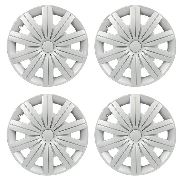 CCIYU 4-Pack Full Hub Cap PP 14" Silver Rim HubCap Wheel Skin Cover ...