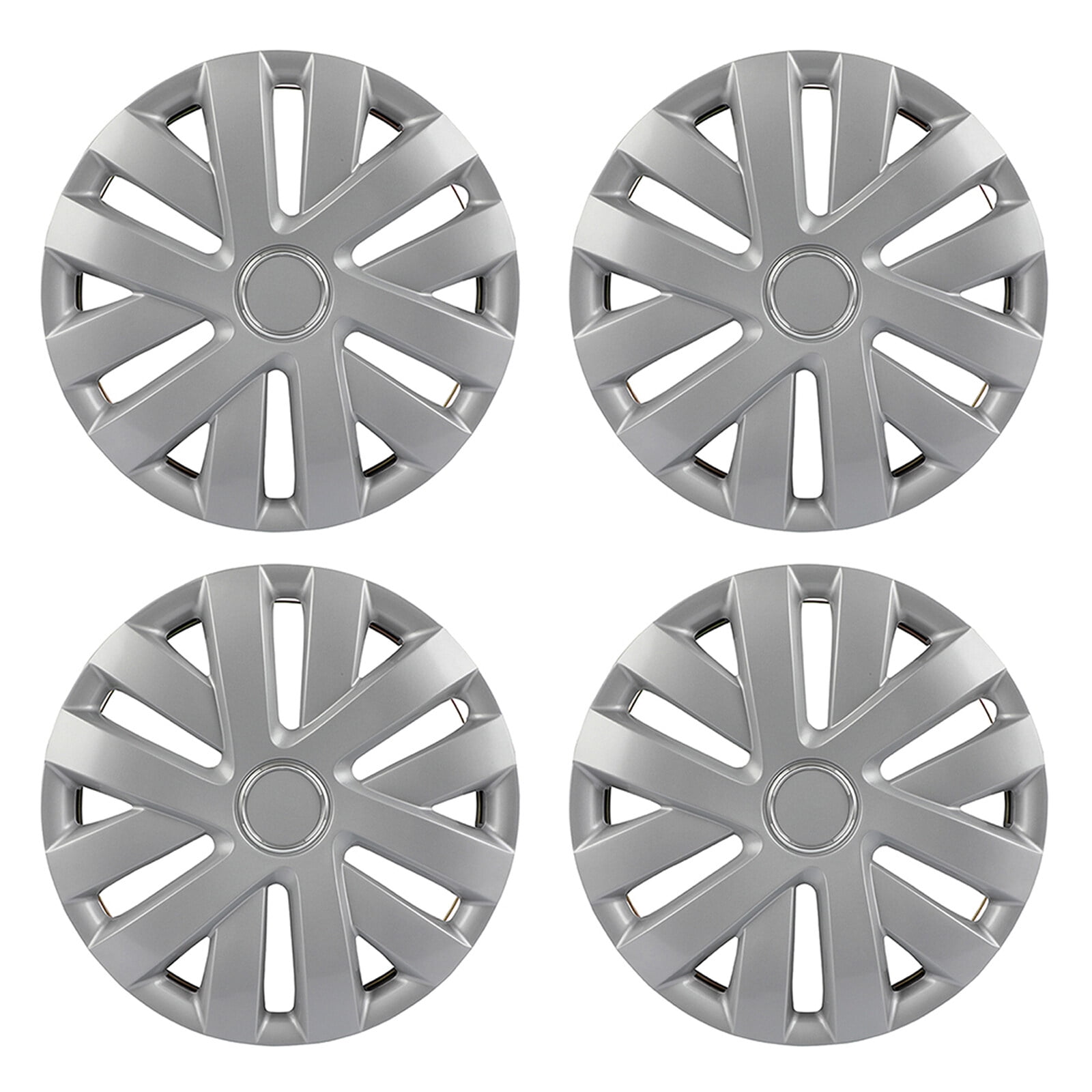 CCIYU 4-Pack Full Hub Cap PP 16" Silver Rim HubCap Wheel Skin Cover ...