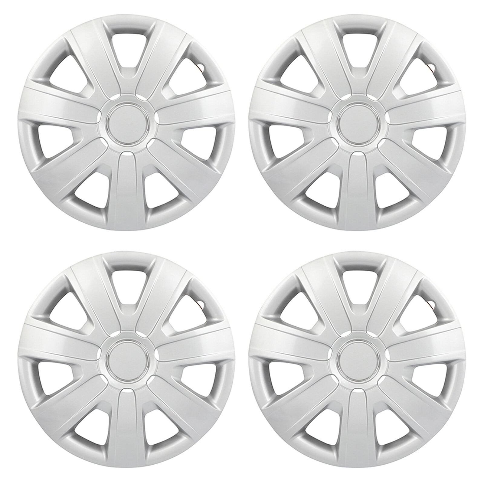 CCIYU 4-Pack Full Hub Cap PP Silver 15" Rim HubCap Wheel Skin Cover ...