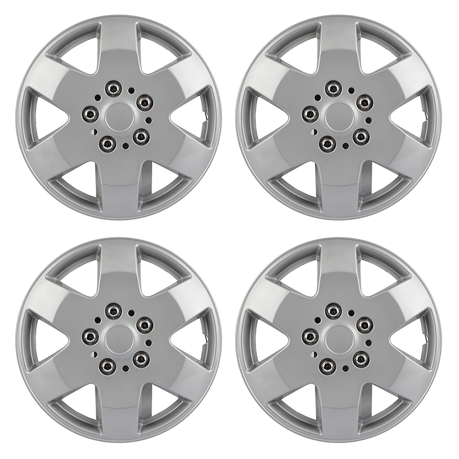 CCIYU 4pcs 15" Full Hub Cap Silver Rim HubCap Wheel Skin Cover Caps ...