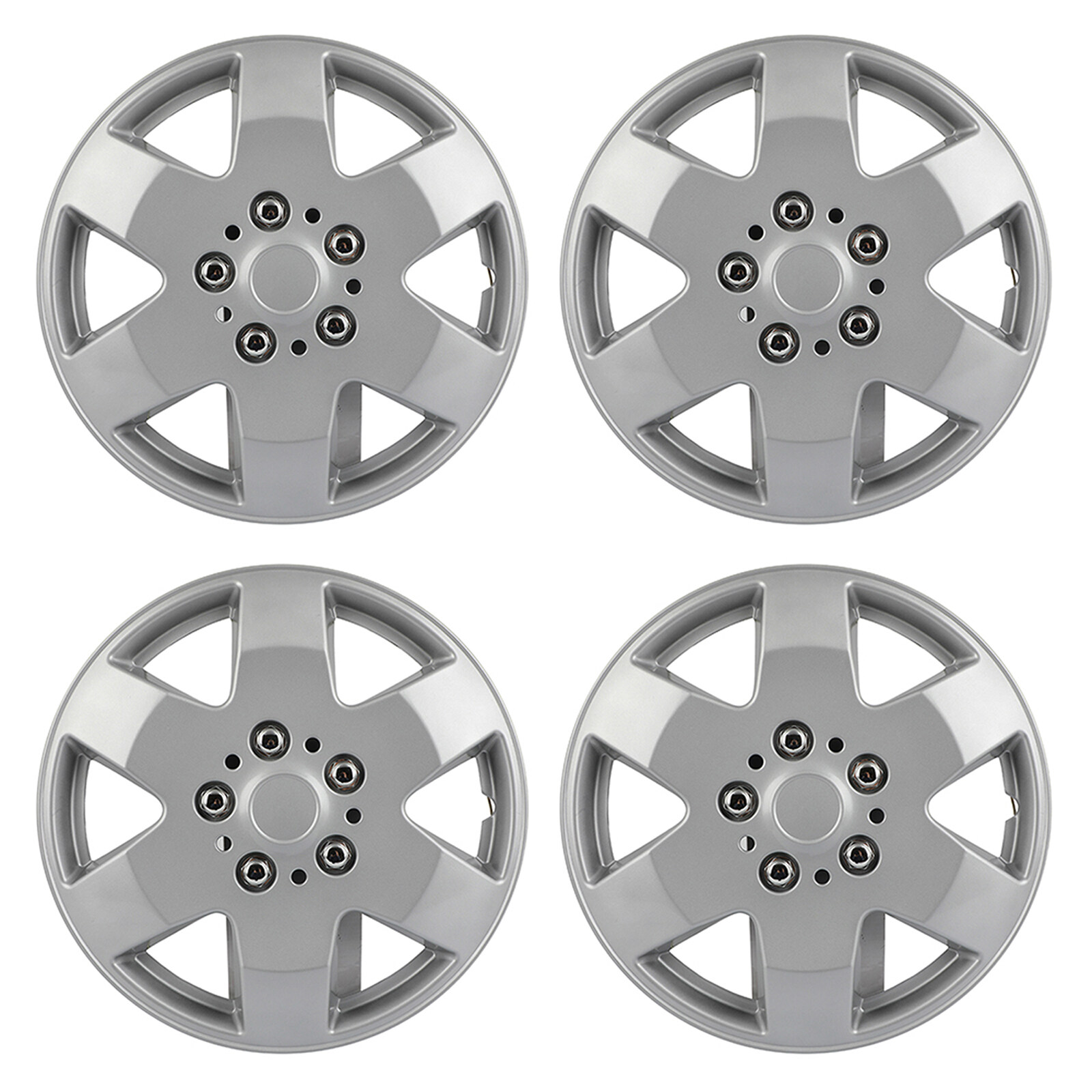 CCIYU 4pcs 15 Full Hub Cap Silver Rim HubCap Wheel Skin Cover Caps