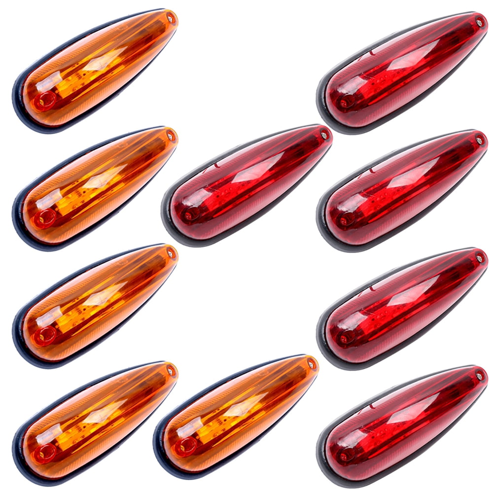 CCIYU 5 Red 5 Amber Tear Drop LED Marker Light 20-leds 12-24V Cars ...