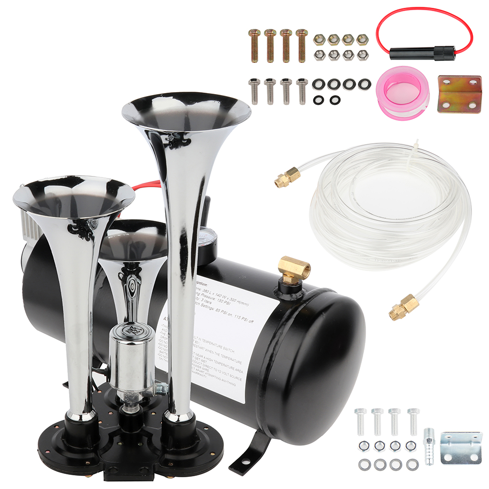 CCIYU Air Horn 3 Trumpet Air Horn Kit with 150 PSI Air Compressor Air ...