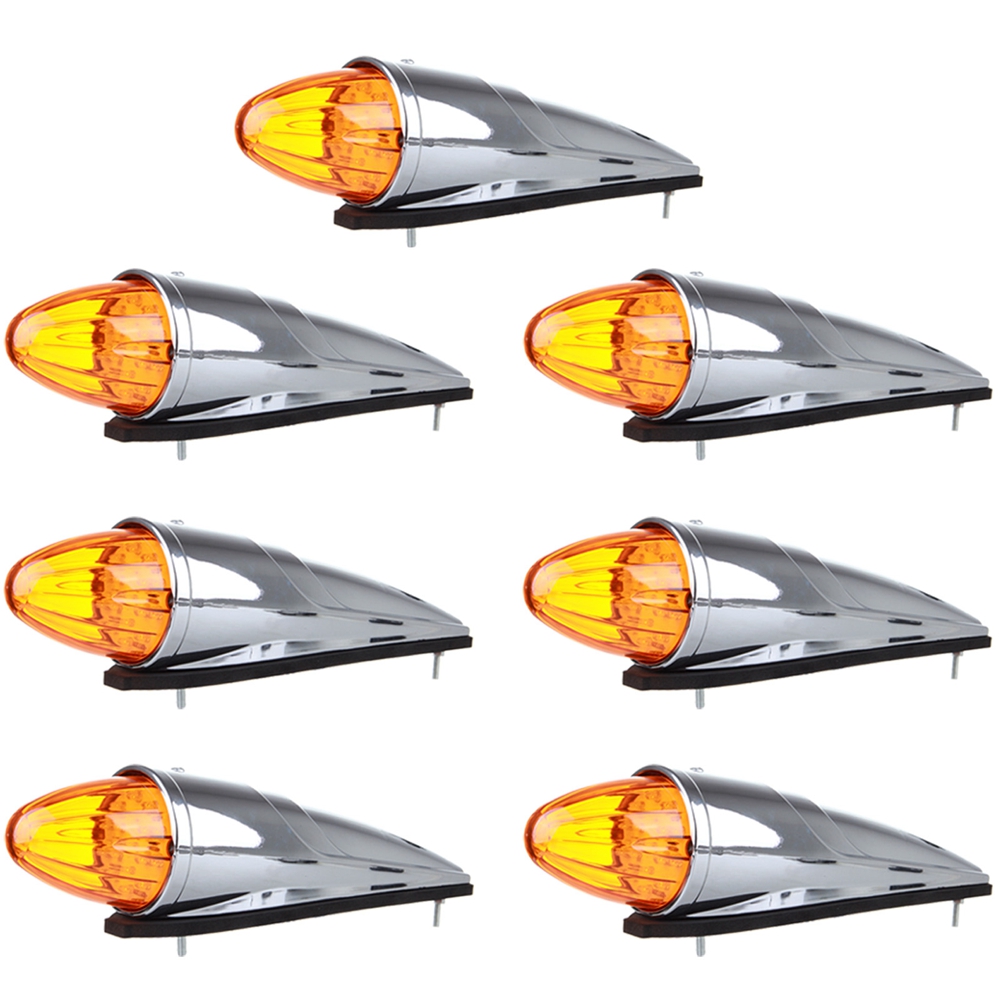 CCIYU Amber 17 LED Cab Roof Light Chrome Torpedo Cab Marker Clearance ...