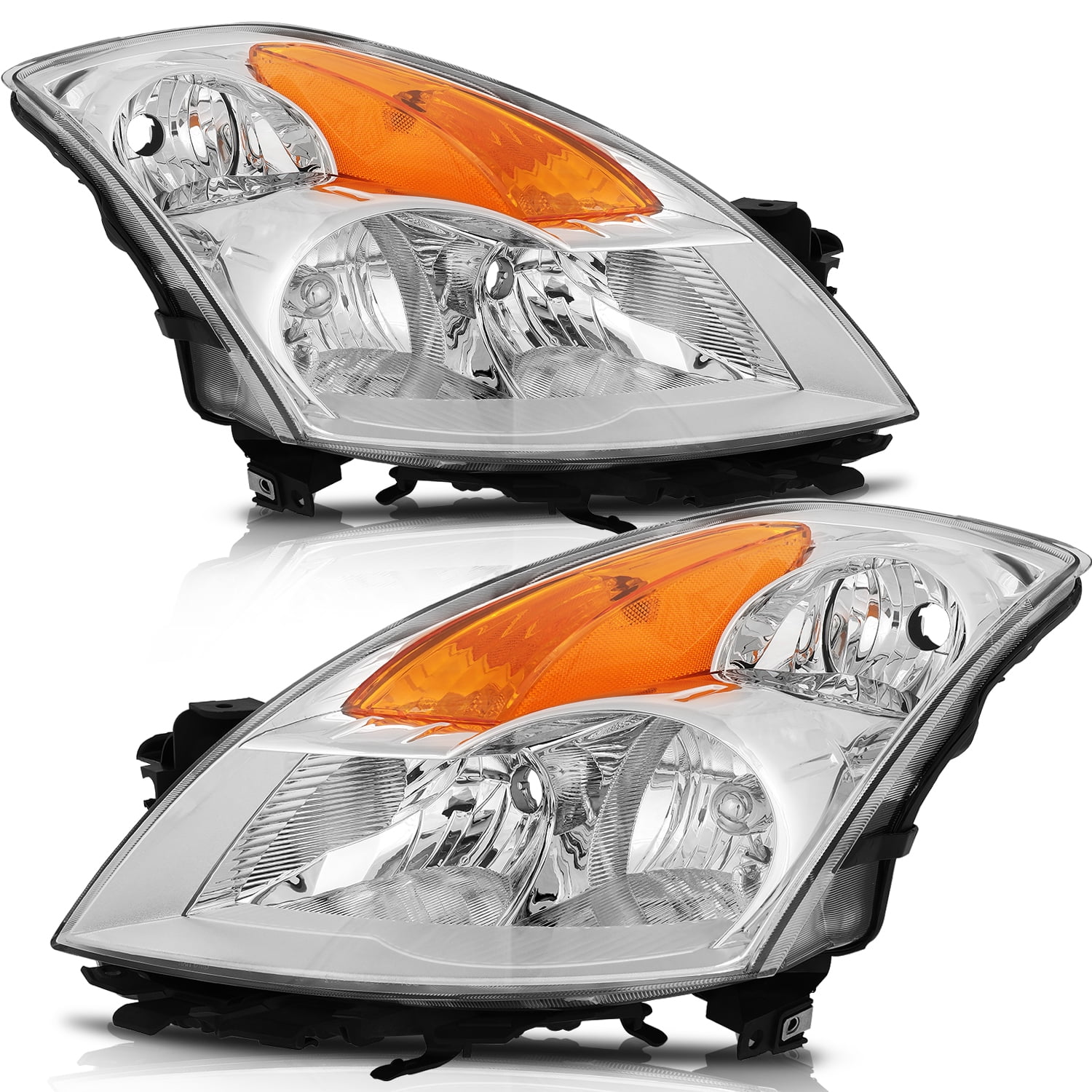 CCIYU Headlights Assembly 26010-JA00B 26060-JA00B Chrome Housing Amber ...