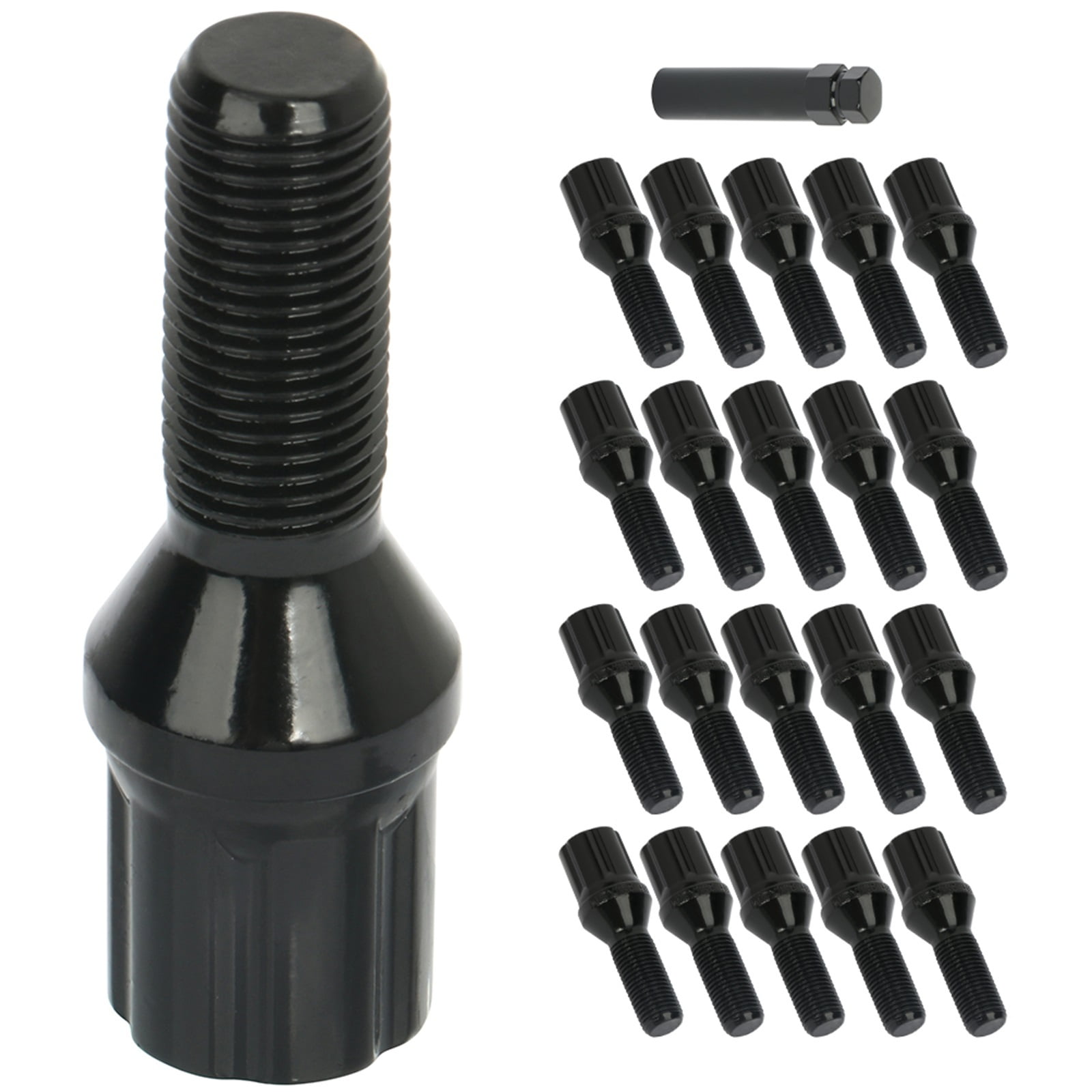 CCIYU Black Wheel Lug Bolt 12x1.25 20set Anti-Theft with 2 Keys, fits ...
