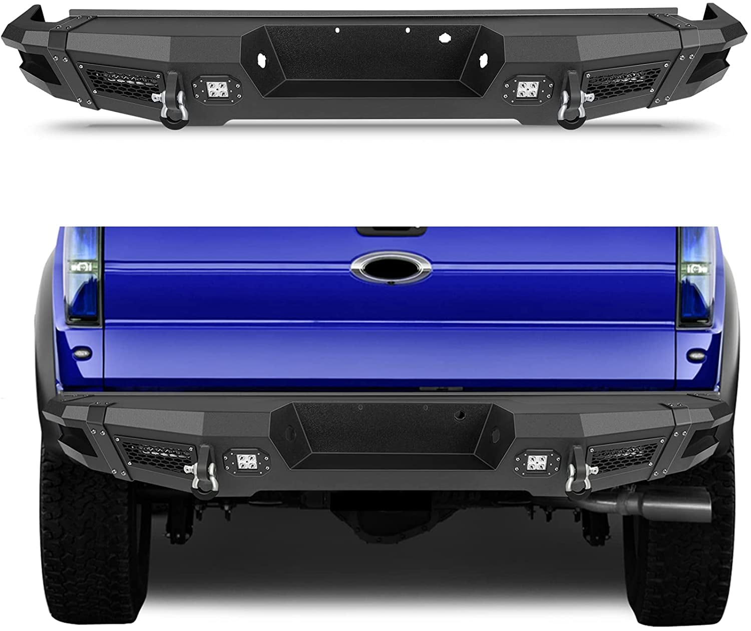 CCIYU Rear Step Bumper With D-ring Built-In 18W LED Strip Light ...