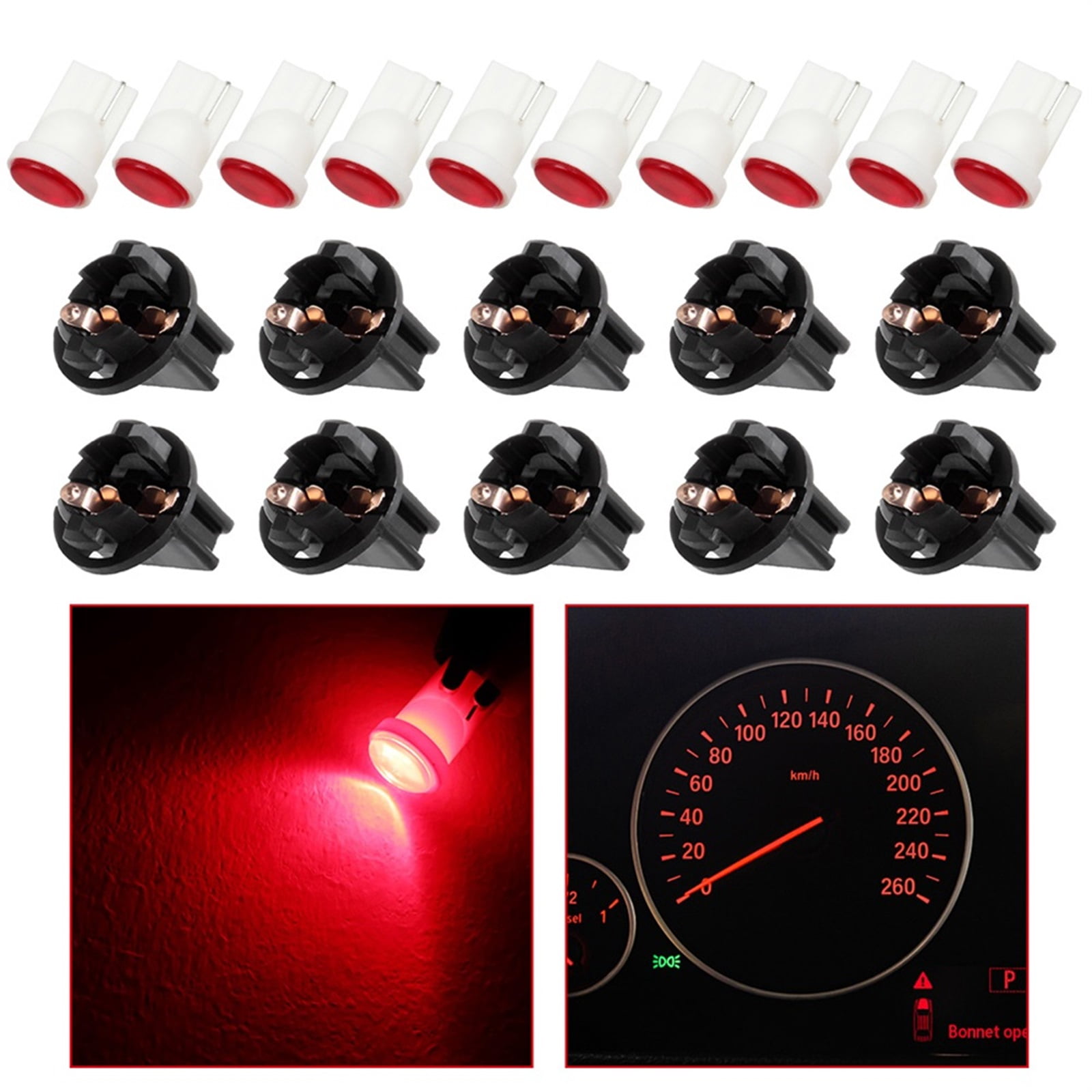 CCIYU T10 Red led Bulb,W5W Wedge 168 194 LED Bulb With Twist Lock ...