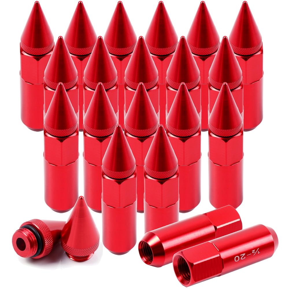 CCIYU set of 20 Red Spline Chrome Wheel lug Nuts for Cadillac Brougham ...