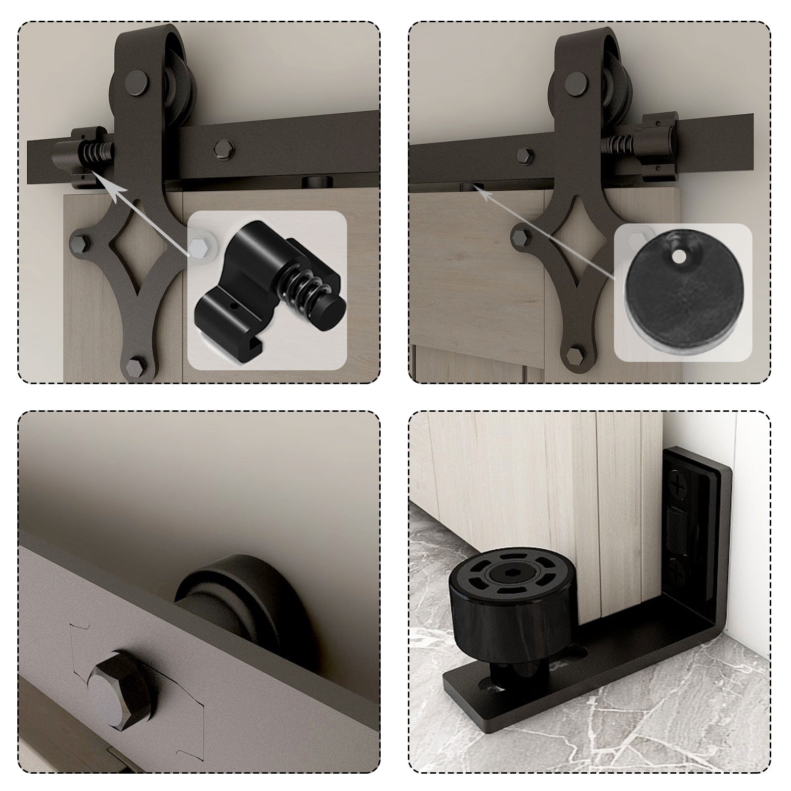 CCJH 18 FT Sliding Barn Door Hardware Track Kit & Barn Door Floor Guide ...