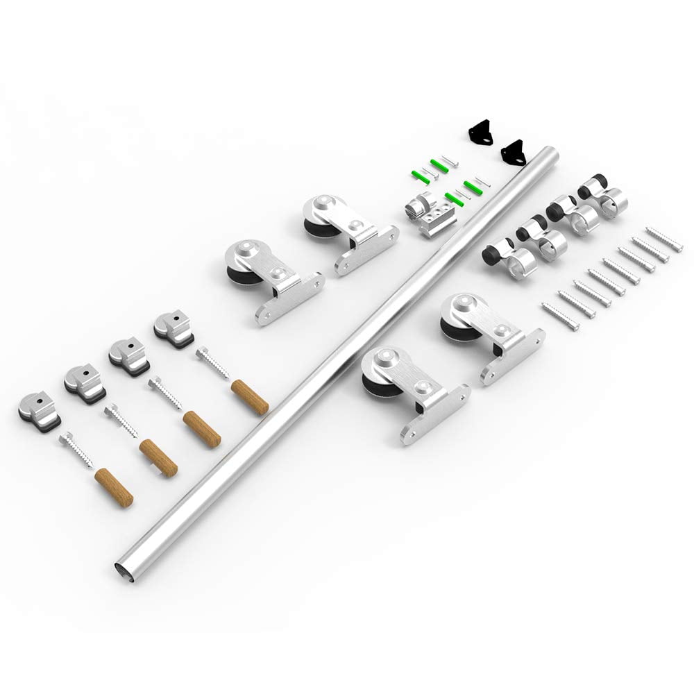 CCJH 4 FT Stainless Steel Sliding Door Hardware Kit, Top Mount Wooden ...