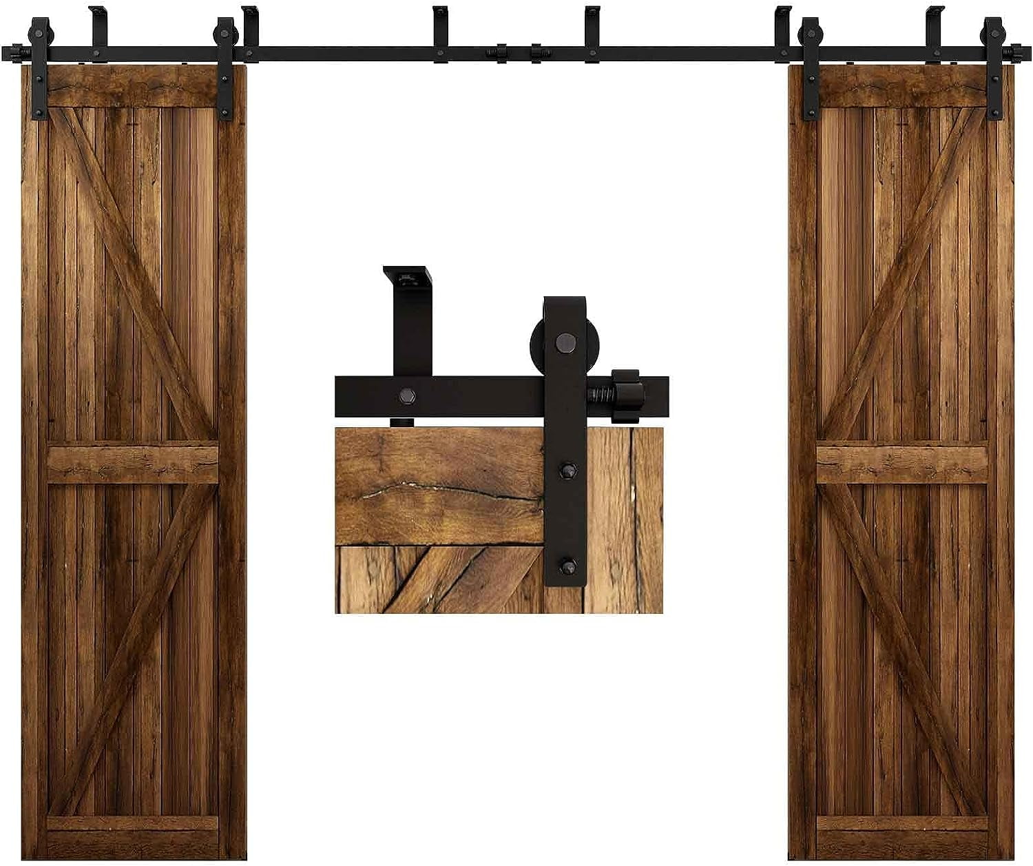 CCJH 4FT Heavy Duty Sturdy Ceiling Mount Sliding Barn Double Door ...