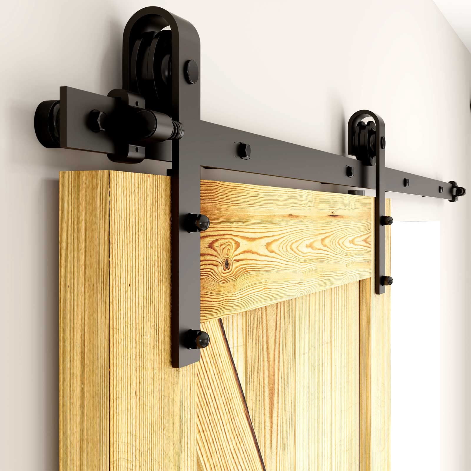 CCJH 4FT Sliding Barn Door Hardware Kit Heavy Duty for Single Wooden ...