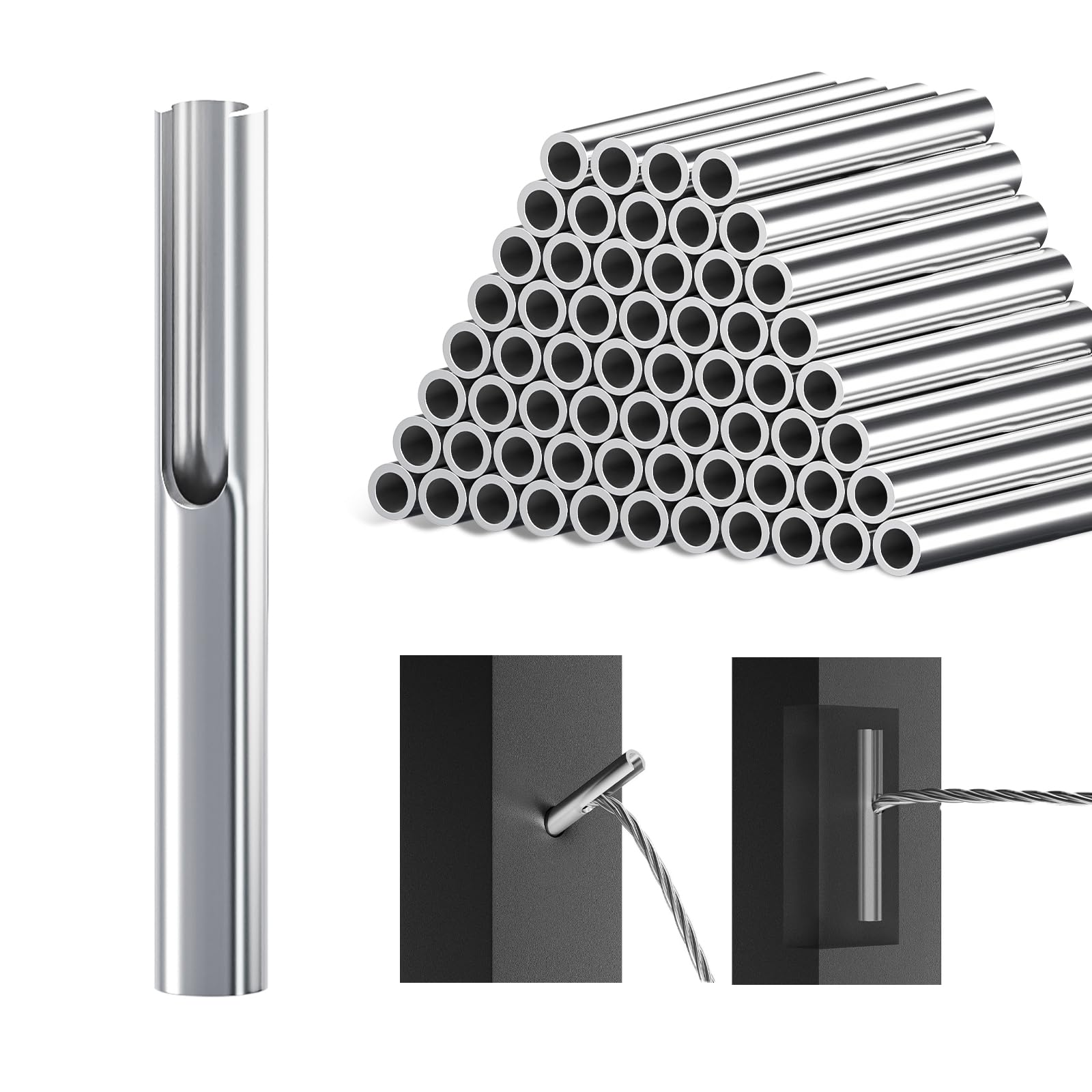 CCJH 60 Pack Invisible Cable Railing Kit 1/8" 316 Stainless Steel ...