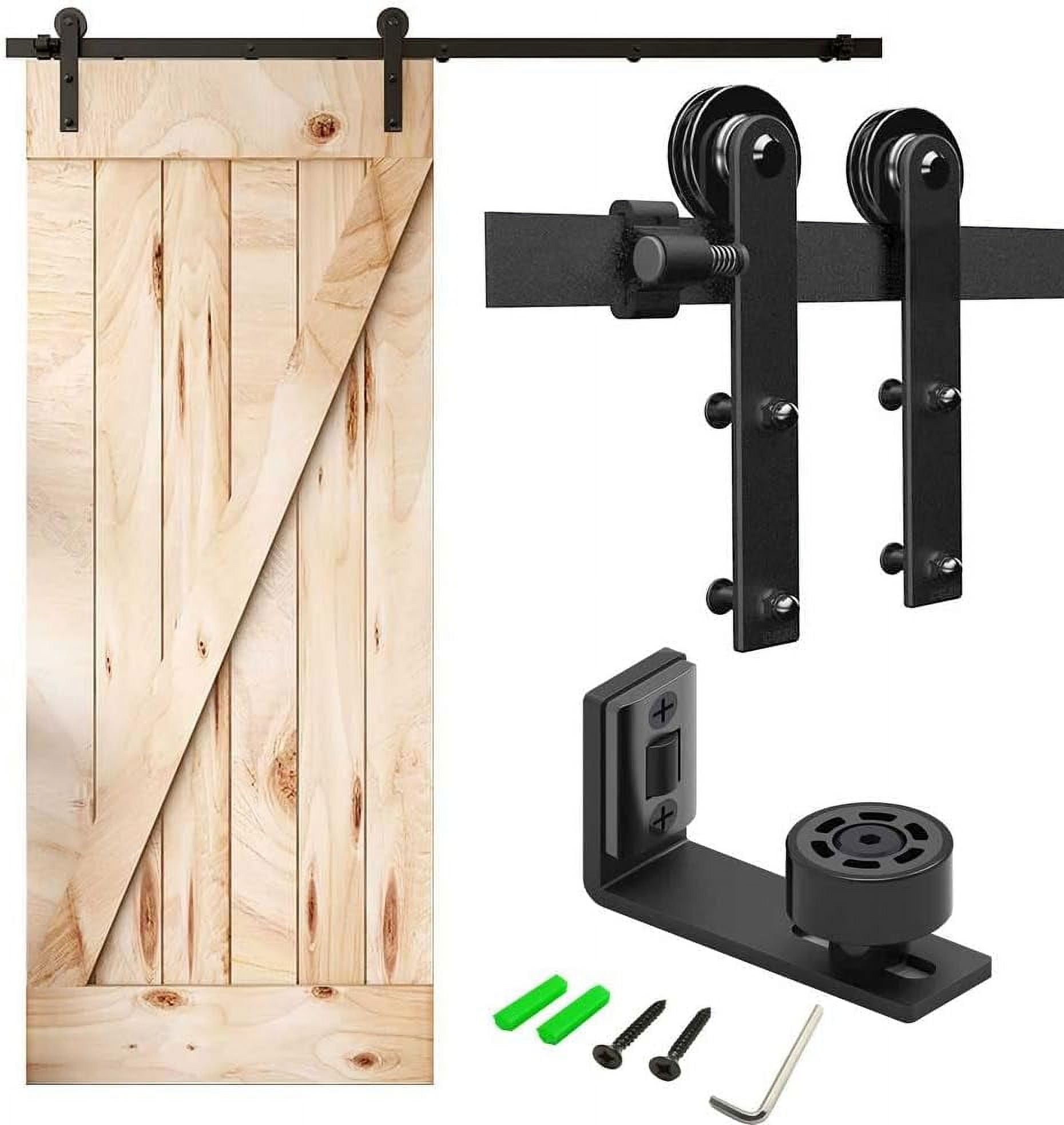 CCJH 8FT Sliding Barn Door Hardware Kit, Black Carbon Steel, Ultra ...