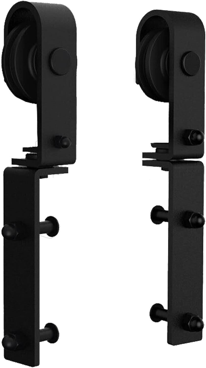 CCJH Bi-Folding Sliding Barn Door Hardware Kit Roller,Black Track J ...