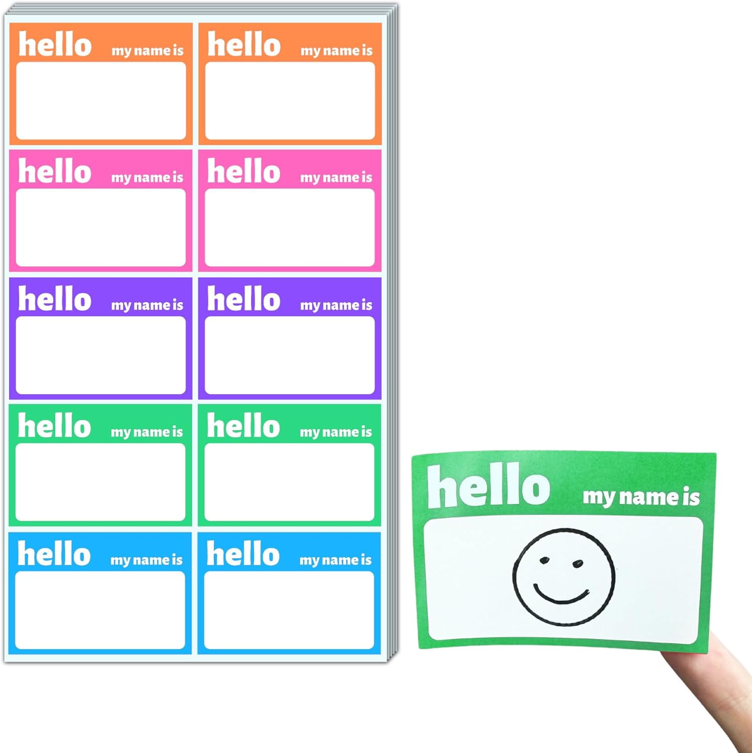 CCJR 500 Pieces - Hello My Name is Stickers, Name Tag Labels - 5 Colors ...