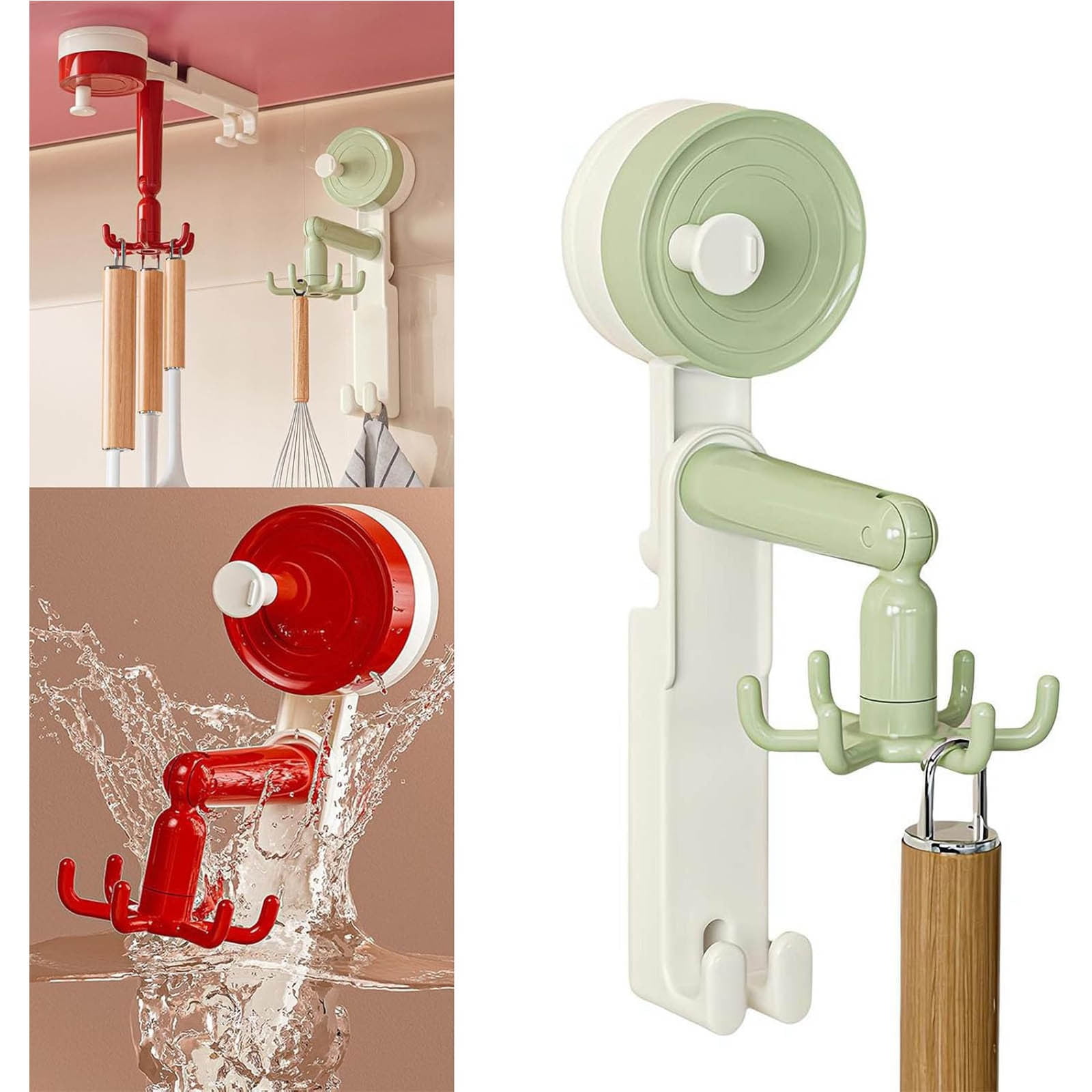 CCMAOLU 2025 New Kitchen Rotating Hook Suction Cup Wall Mounted Rack ...