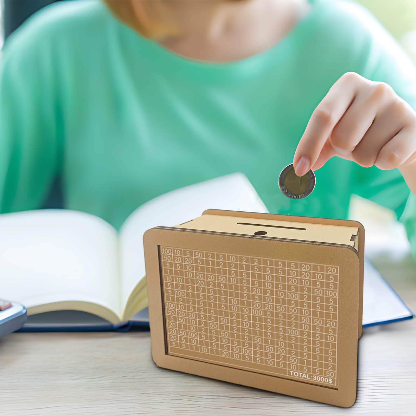 CCMAOLU Wooden Cash Box, Money Saving Box, Wood Savings Tracker, Money ...