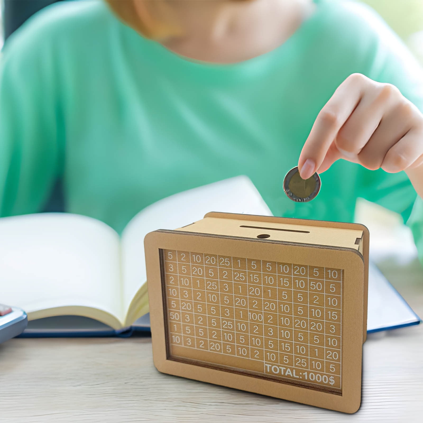 CCMAOLU Wooden Cash Box, Money Saving Box, Wood Savings Tracker, Money ...