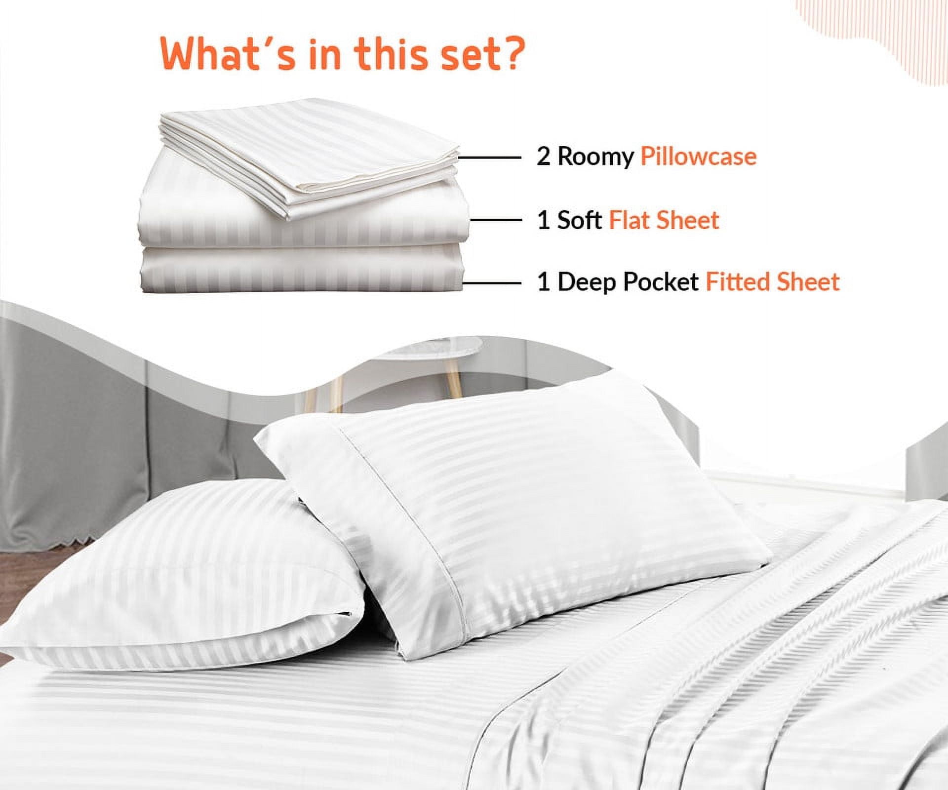 CCNY 100% Egyptian Cotton 600 TC Sheet Set 4 Pc Sheet Set 1 Fitted Sheet, 1 Flat Sheet & 2 ...