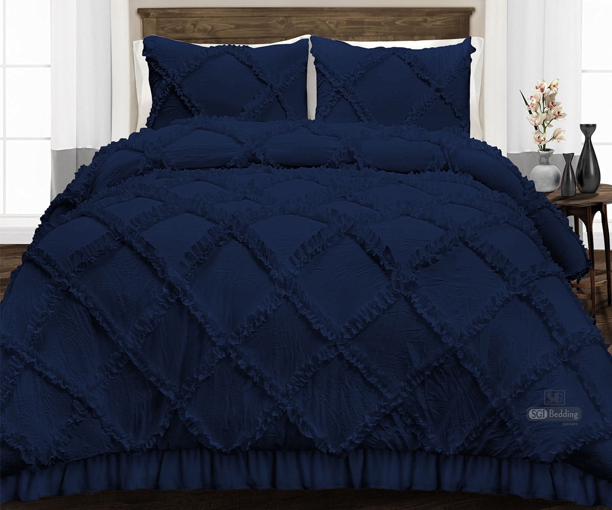 CCNY 100% Microfiber Made Comforter with 2 Pillow Cases Size- Twin Navy ...