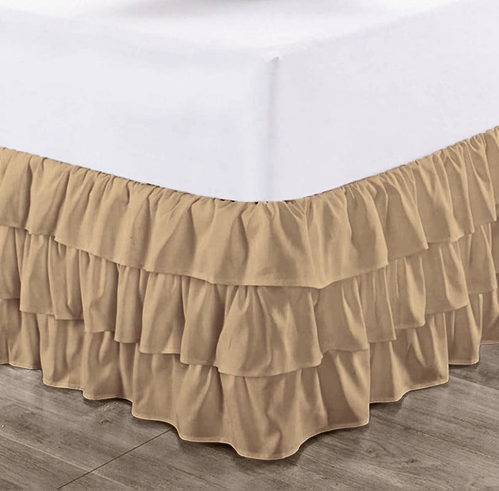 CCNY 16" Inch Drop Multi Ruffled Bed Skirt Olympic Queen Size 100% ...
