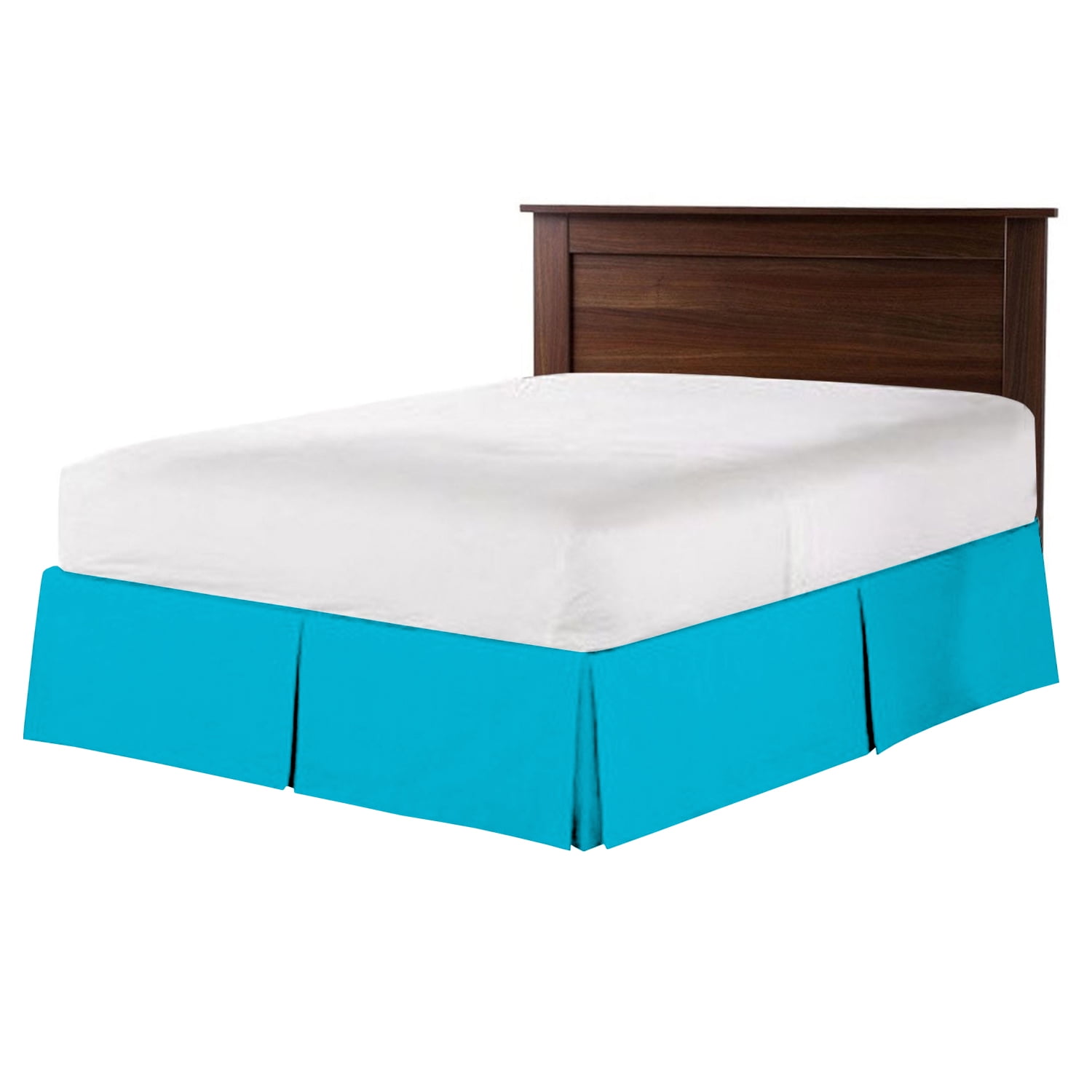 CCNY 21" Inch Drop Pleated Bed Skirt Full Size 100% Microfiber Made Turquoise Blue Bedskirt with ...