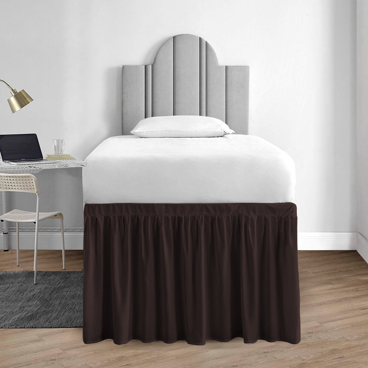 CCNY Dorm Room Bed Skirt Ruffled Pattern 100% Microfiber Chocolate Twin ...
