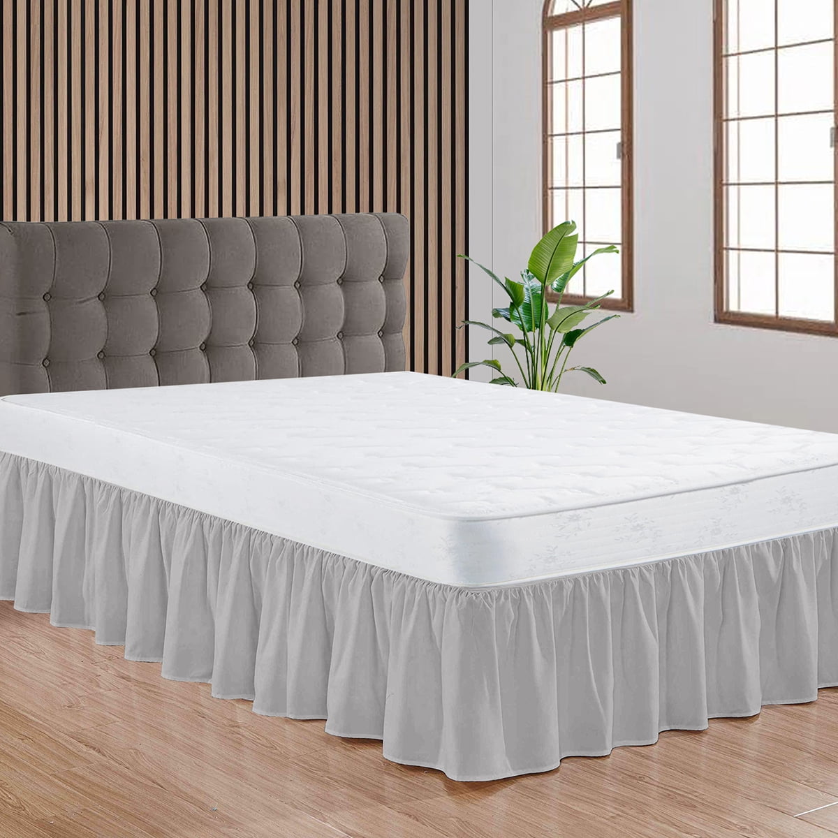 CCNY Dust Ruffled Style Bed Skirt King size Adjustable Elastic 9" Drop ...