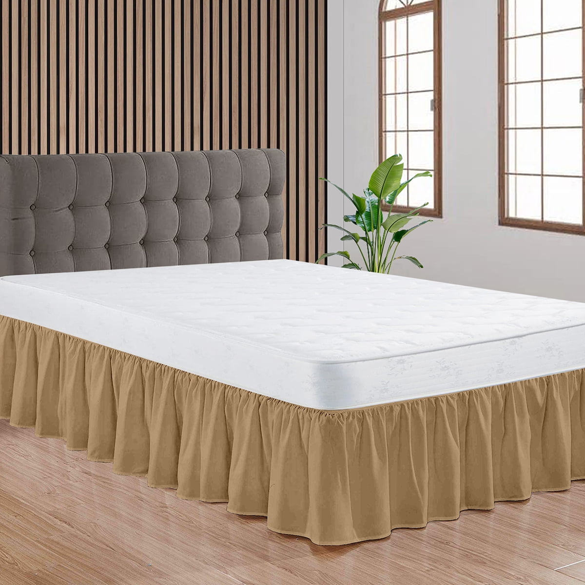 CCNY Dust Ruffled Style Bed Skirt King size Adjustable Elastic 9" Drop ...