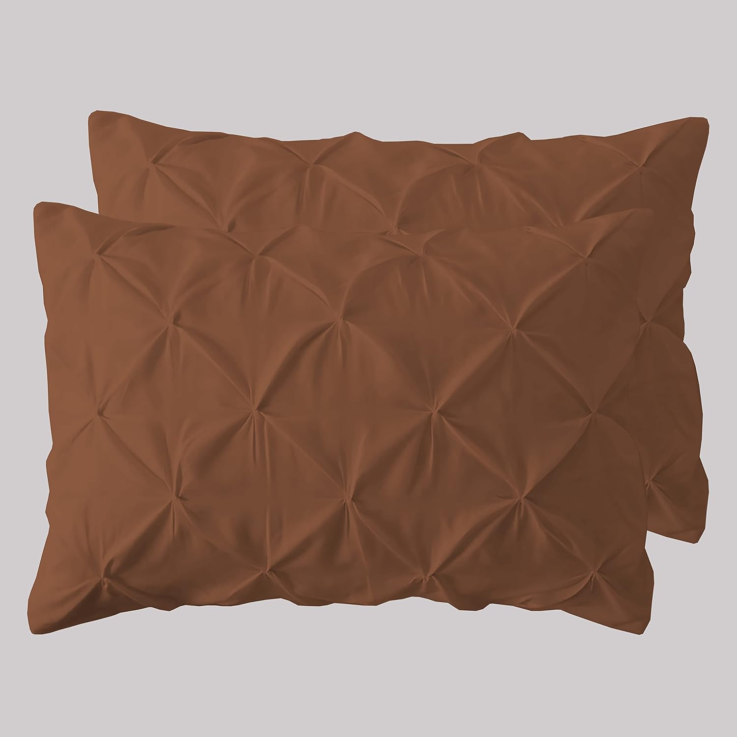 CCNY Set of 2 Pillowcases Chocolate King Size Pinch 600 TC 100% ...