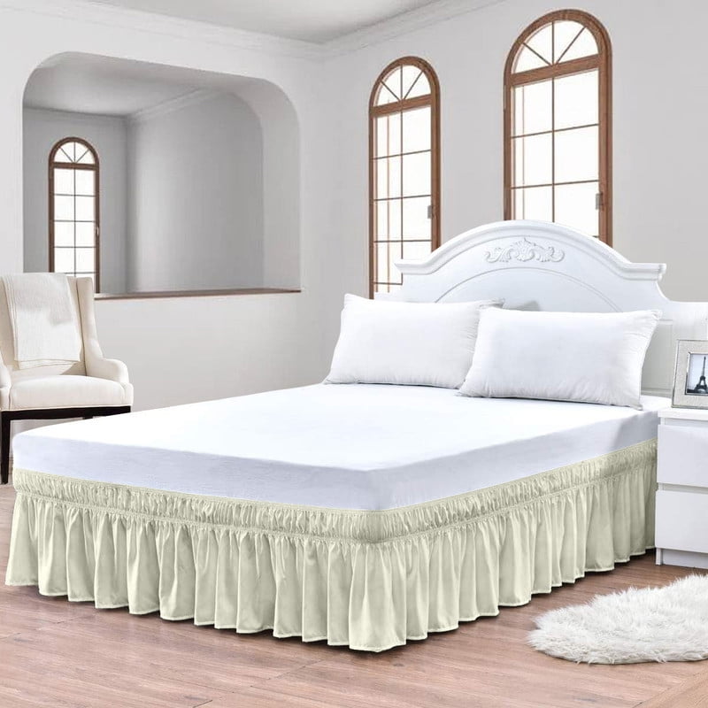 CCNY Wrap Around Style Bed Skirt Olympic Queen Ivory 10" Drop Length ...