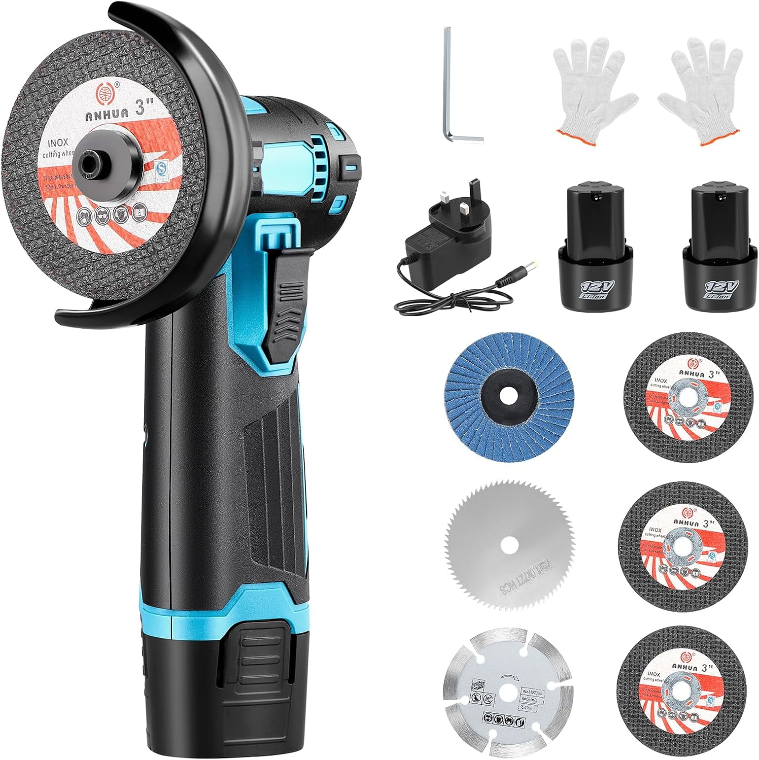 CCNZZITSHT 12V Mini Cordless Angle Grinder, Angle Grinder Tool with ...