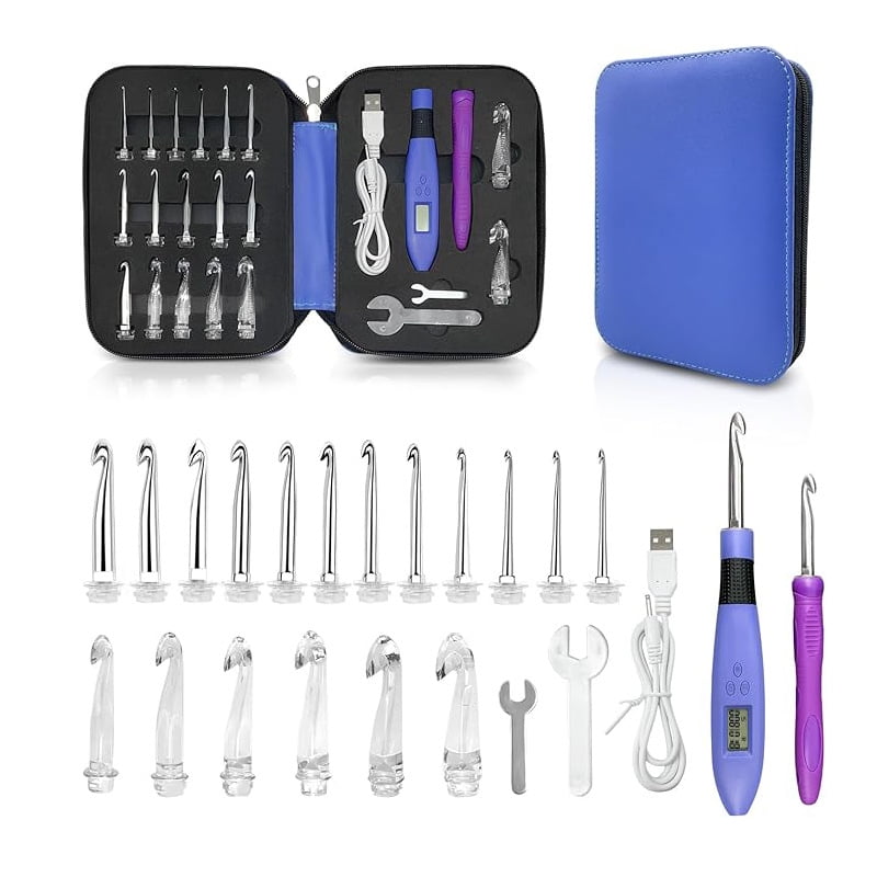CCNZZITSHT Counting Crochet Hook Set Digital, Crochet Kit with 16 Different Size Interchangeable ...