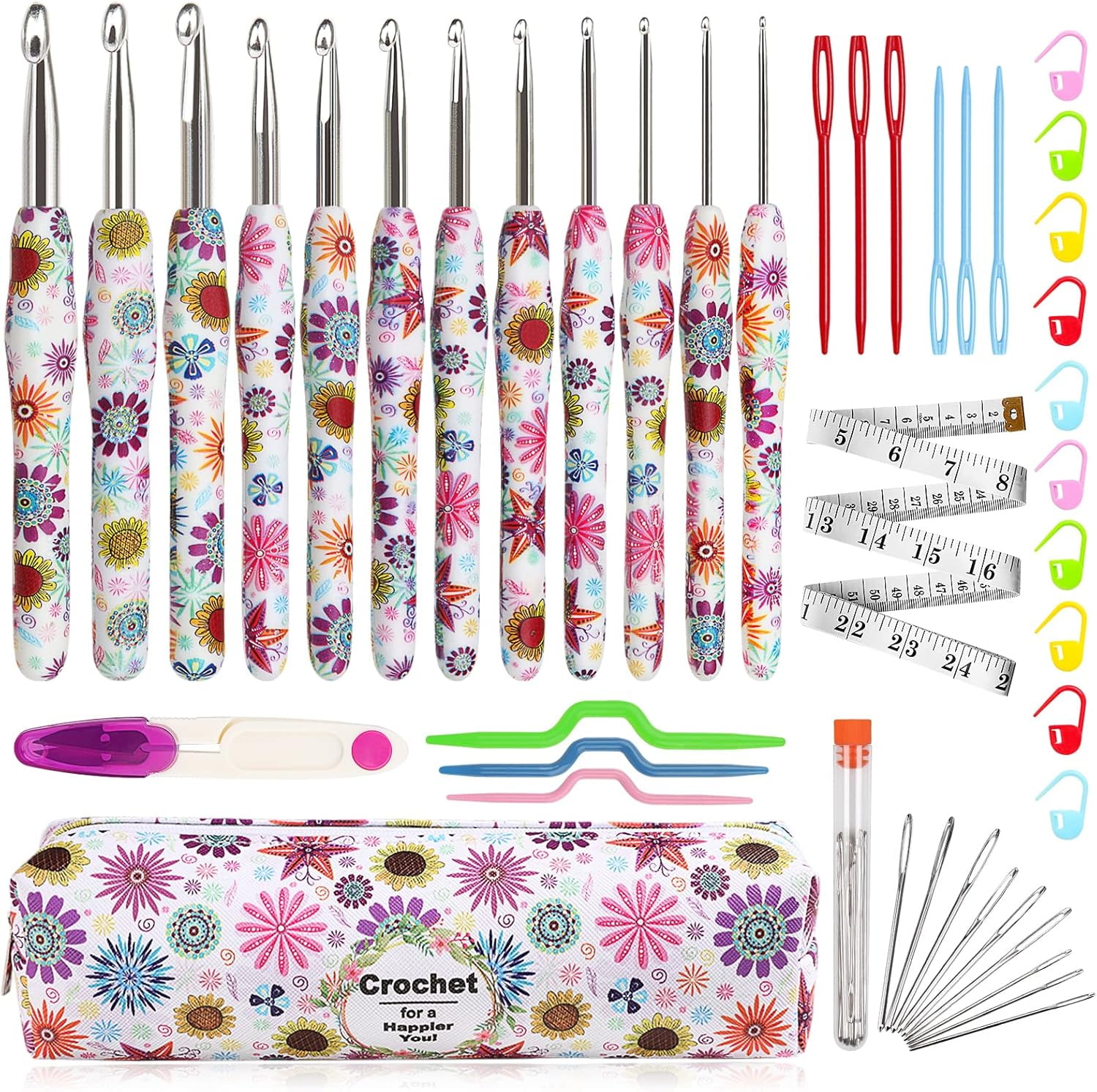 CCNZZITSHT Crochet Hooks Set, Ergonomic Crochet Hooks Soft Grip with ...