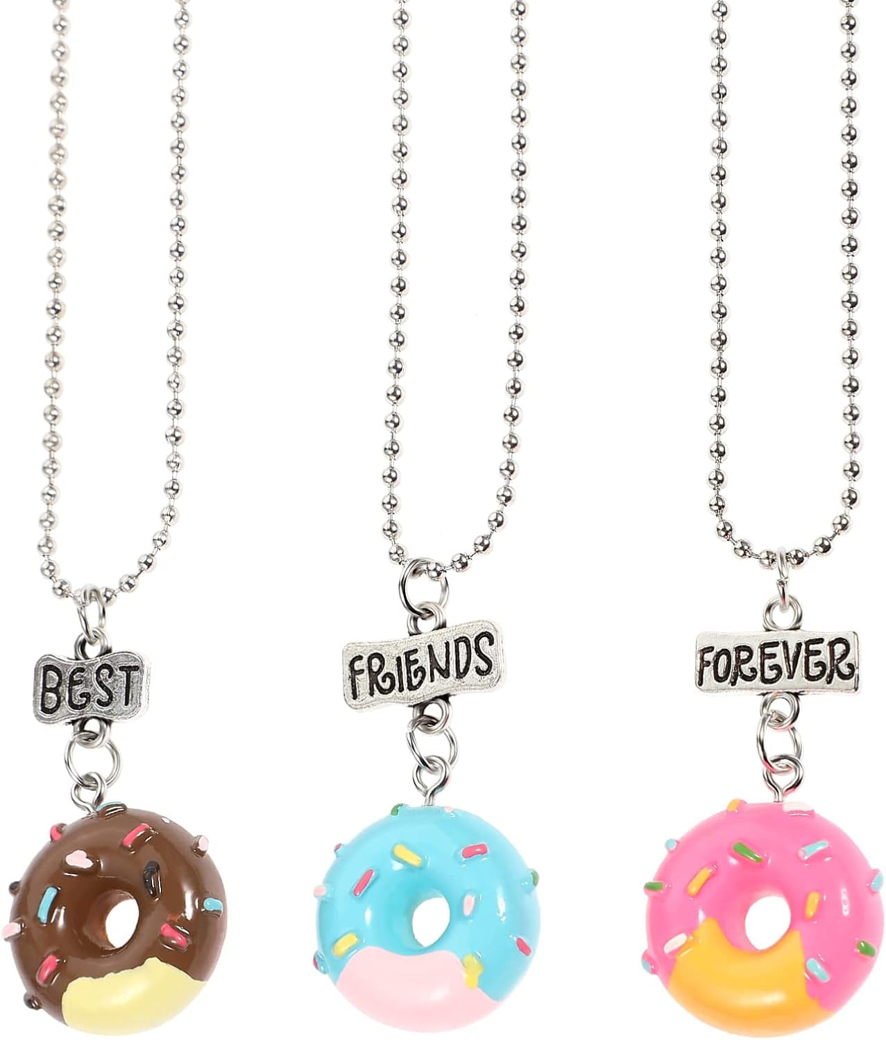 CCNZZITSHT Donut Necklace Best Friend Forever Necklaces 3Pcs Friendship ...